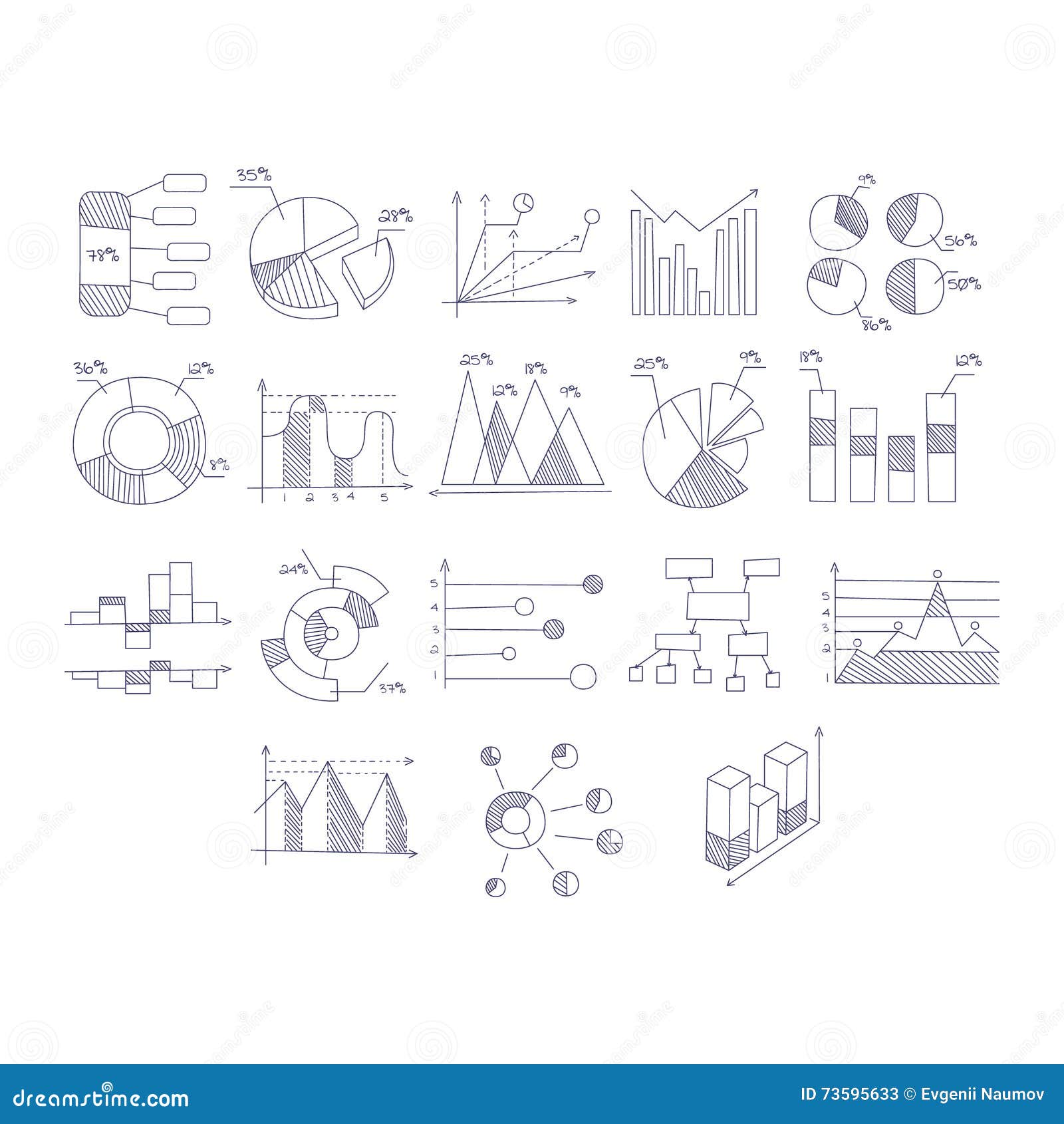 Different Type of Hand Drawn Charts Set Stock Vector - Illustration of ...