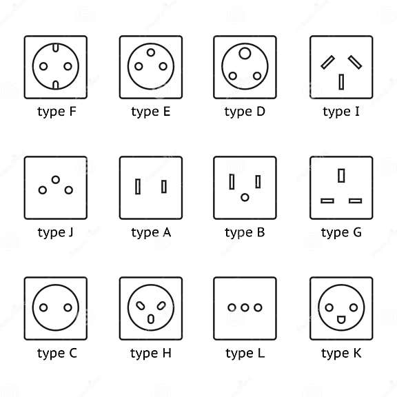 Different Type Power Socket Set Stock Vector - Illustration of socket ...