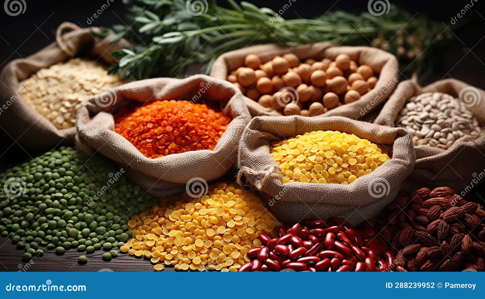 Different Type of Raw Dry Legumes Composition. Mix Organic Legume ...