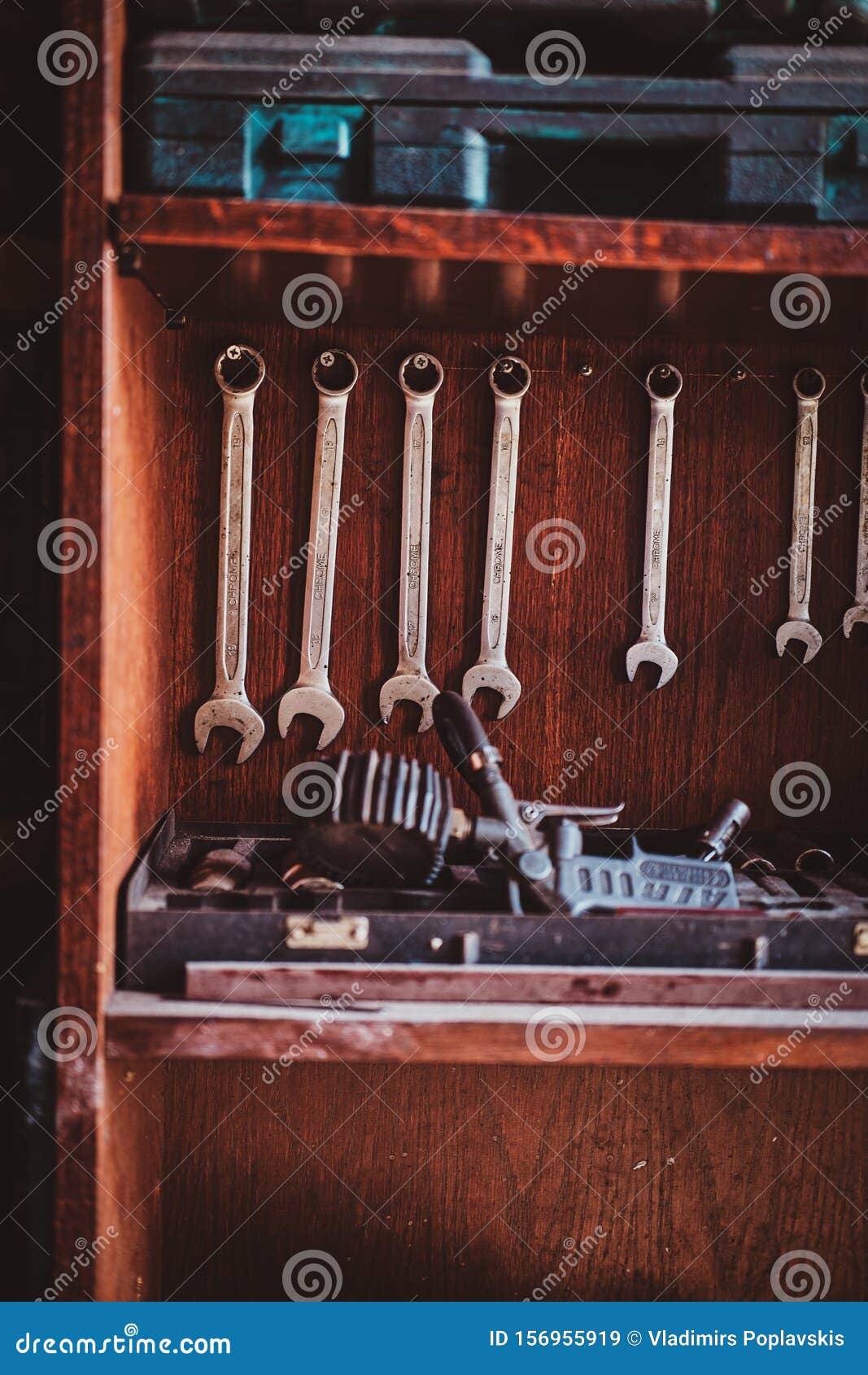 A Lot of Wrenches on the Wall at Workshop Stock Image - Image of ...