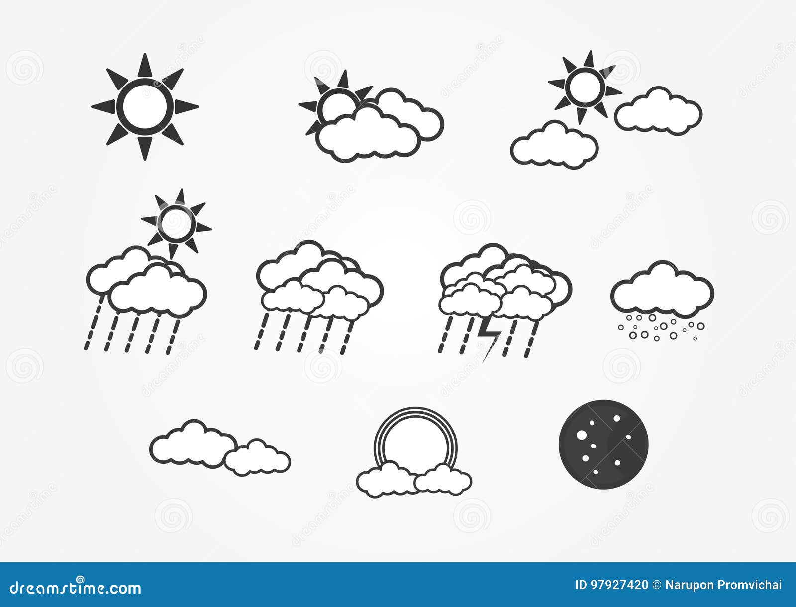 Different Type of Weathers on White Background. Stock Illustration ...