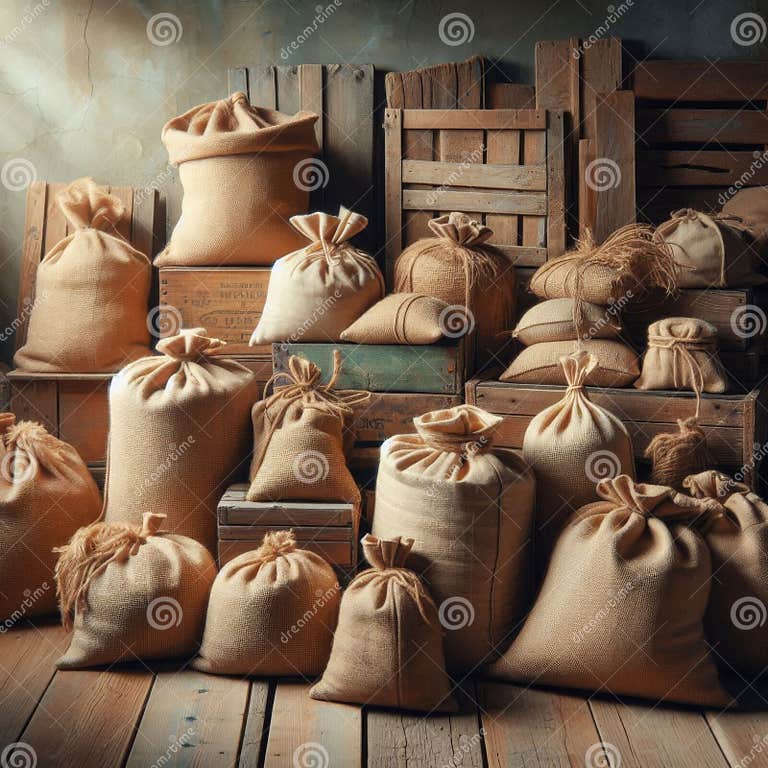 Different Types of Agricultural Storage Sacks Stock Illustration ...