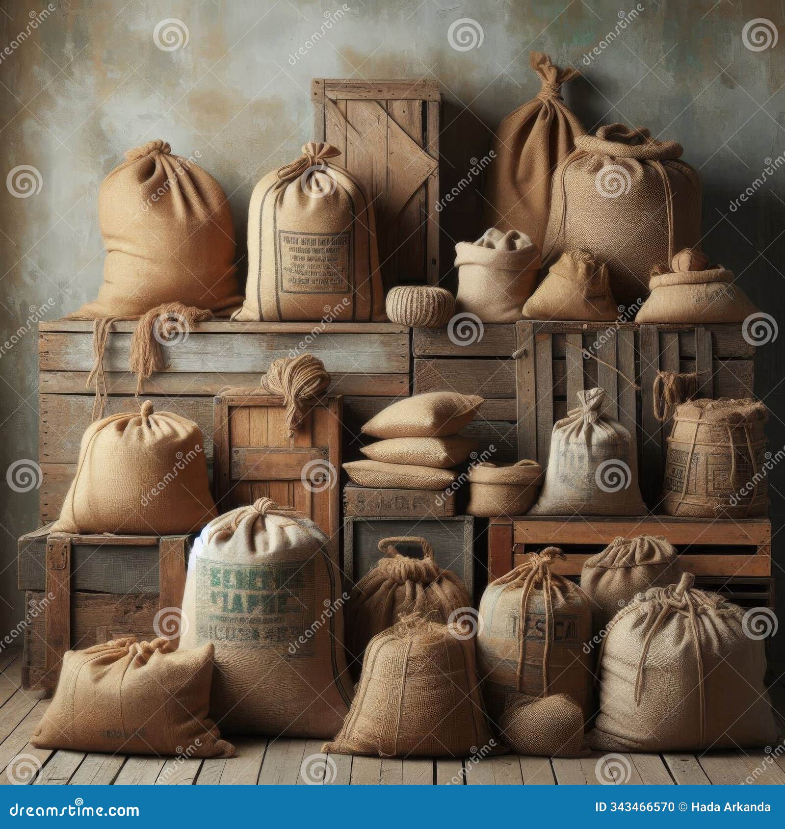 Different Types of Agricultural Storage Sacks Stock Illustration ...