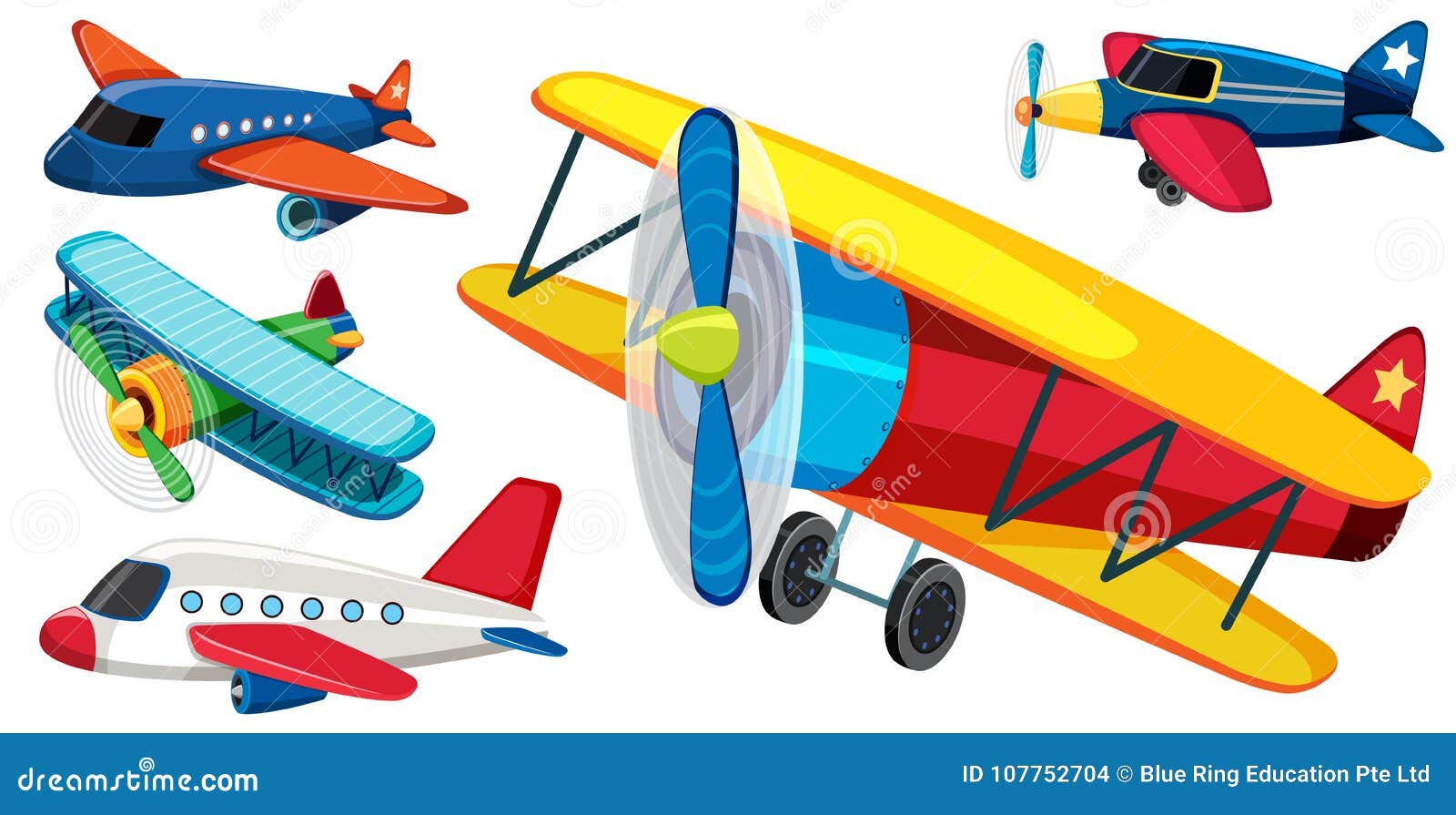 Different Types of Airplanes Stock Vector - Illustration of plane, path ...