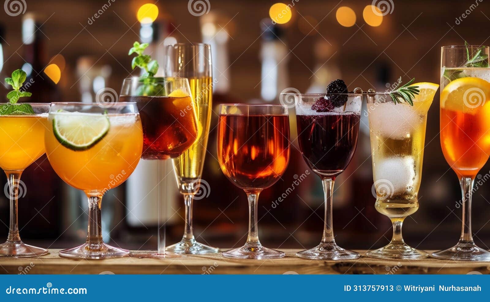 Different Types of Alcoholic Beverages Poured into Different Types of ...