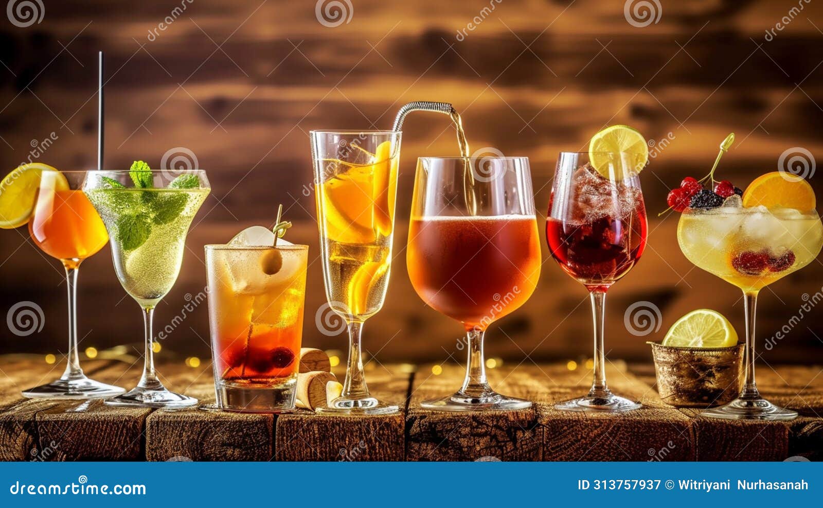 Different Types of Alcoholic Beverages Poured into Different Types of ...