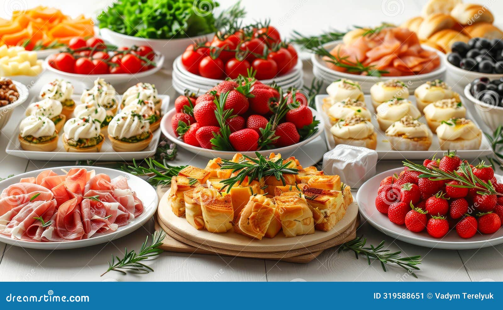 Different Types of Appetizers on the Buffet Table Stock Image - Image ...