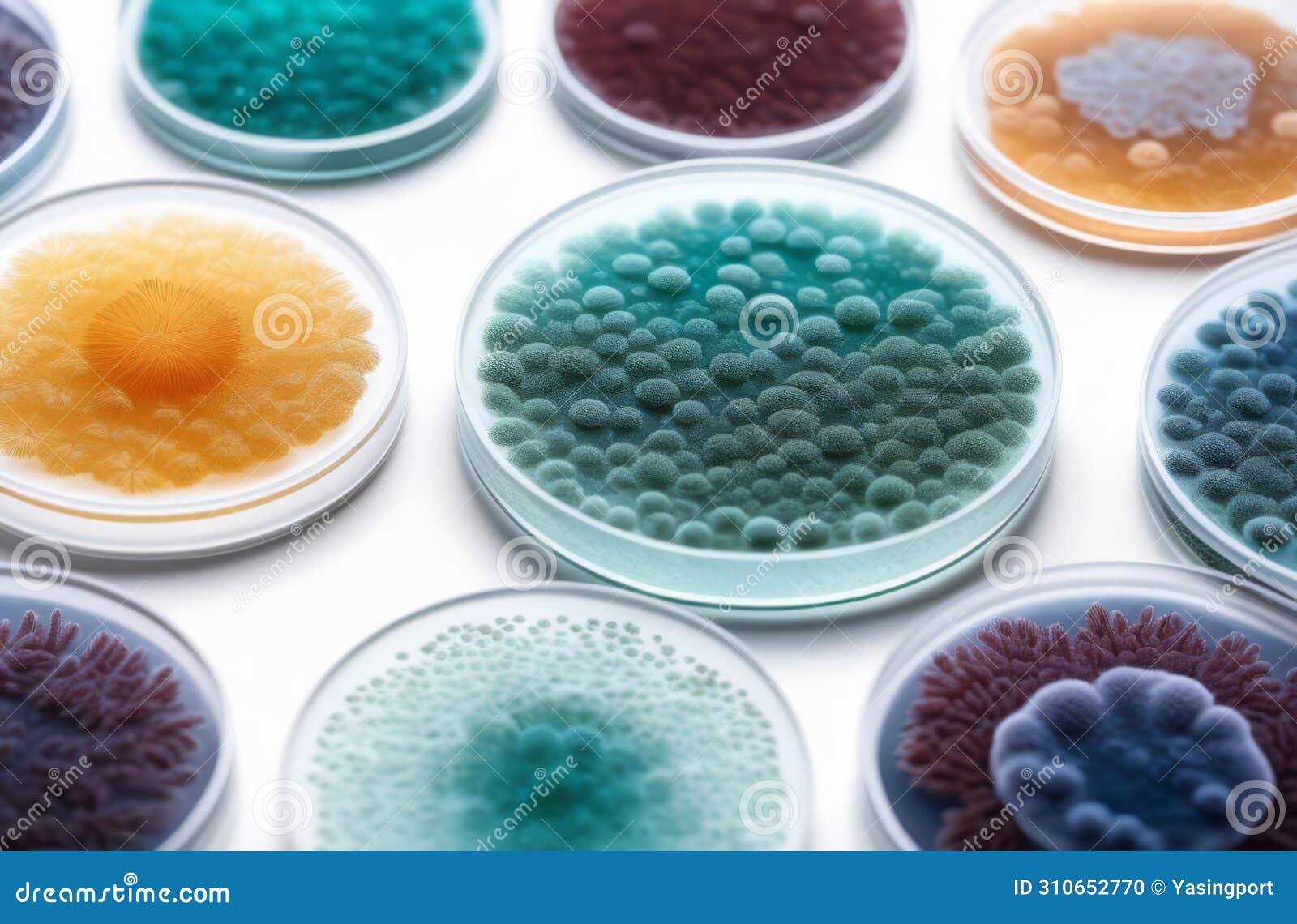 Different Types of Bacteria, Mold and Fungi in Petri Dishes Stock ...