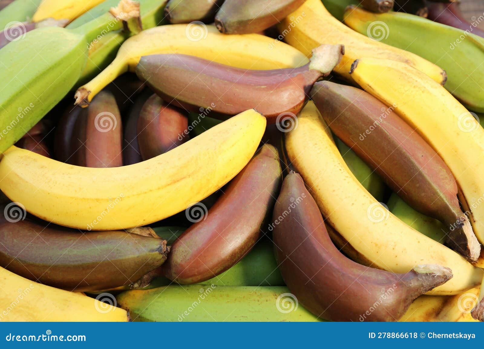 Different Types of Bananas As Background, Top View Stock Photo - Image ...