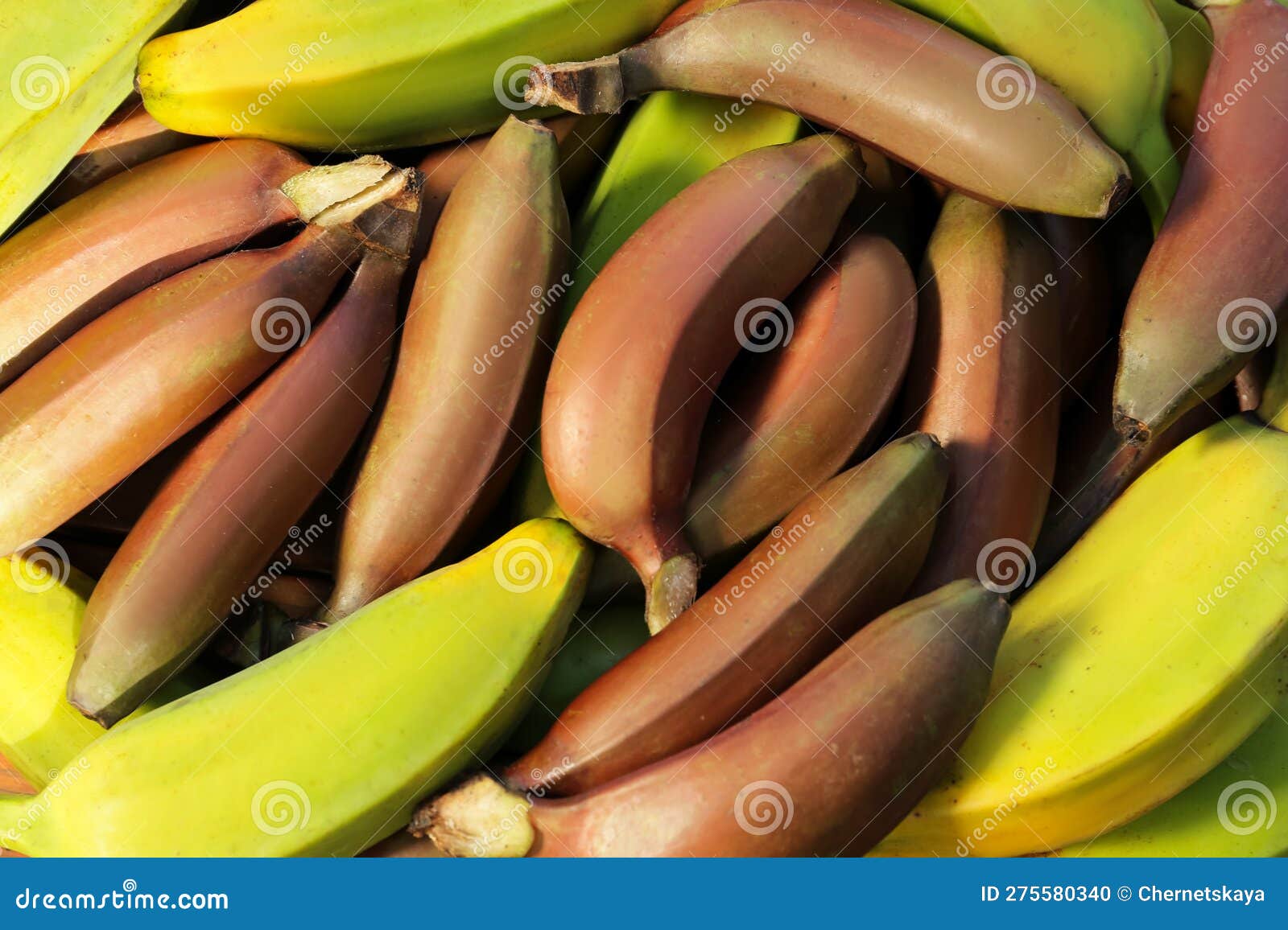 Different Types of Bananas As Background, Top View Stock Photo - Image ...