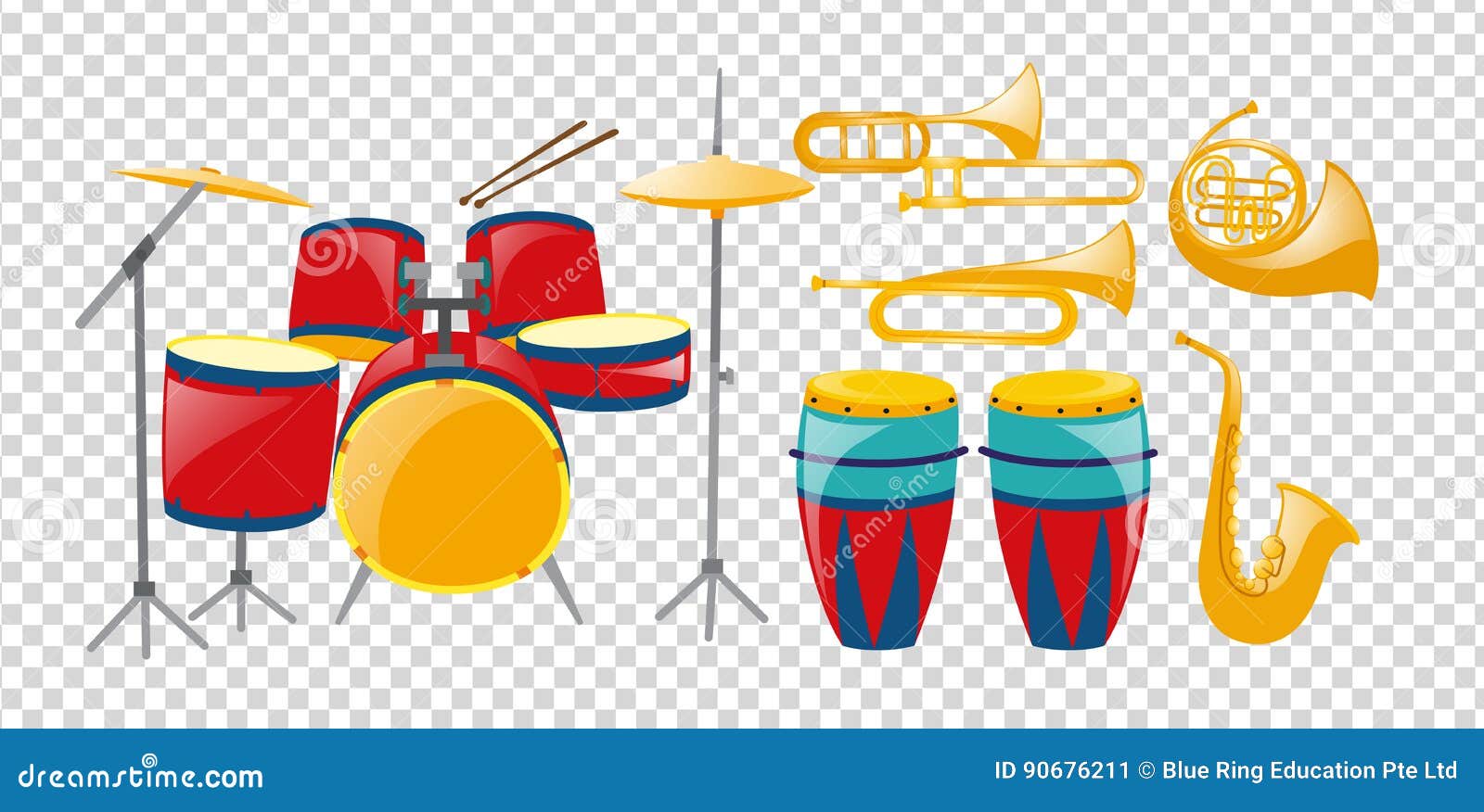 Different Types of Band Instruments Stock Vector - Illustration of band ...