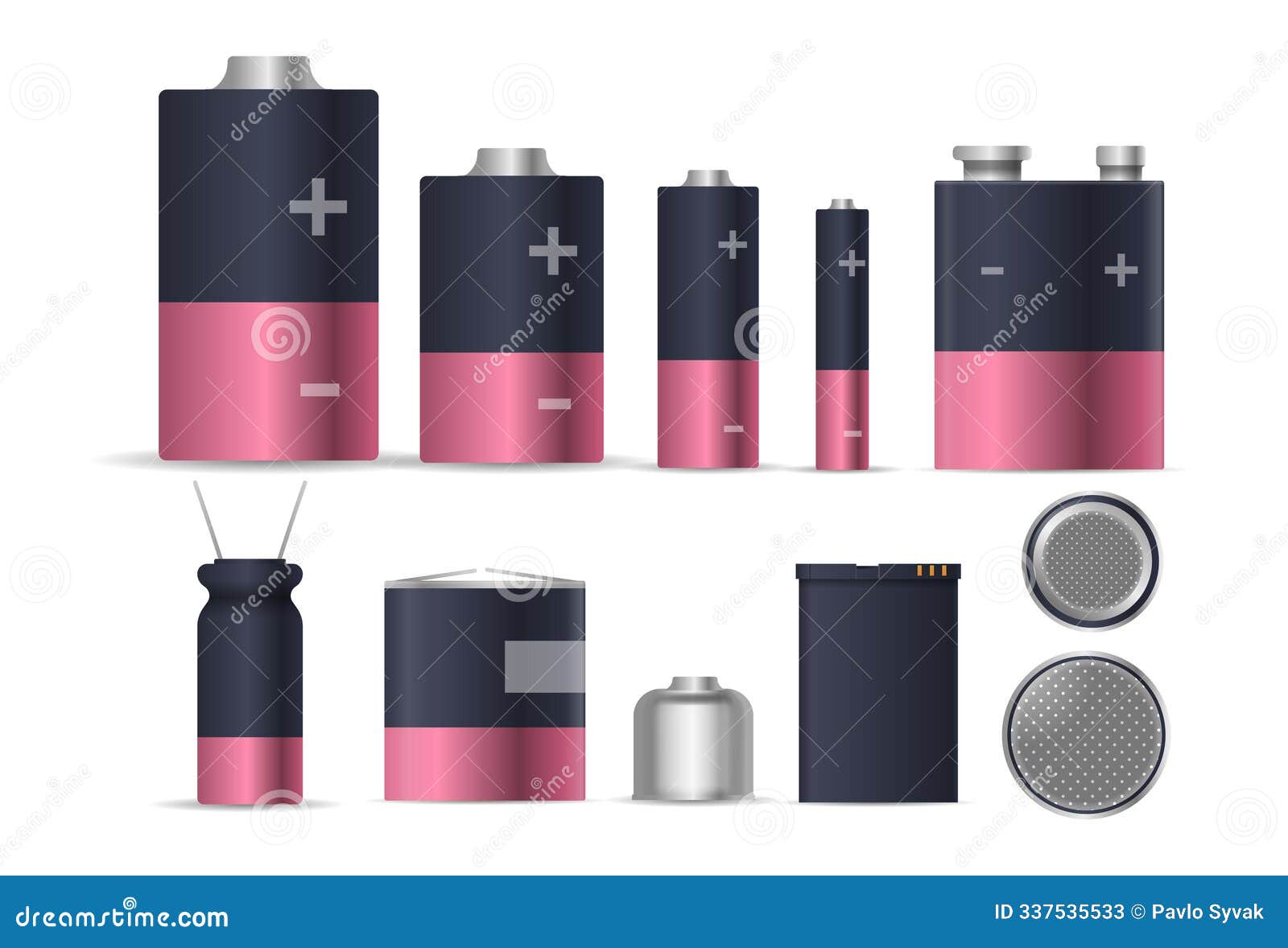 Different Types Of Batteries And Accumulators Including Aa, Aaa, D And ...