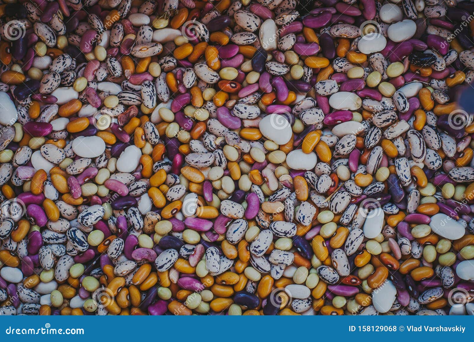 Different Types of Beans Mixed Up Top View. Background from Multi ...