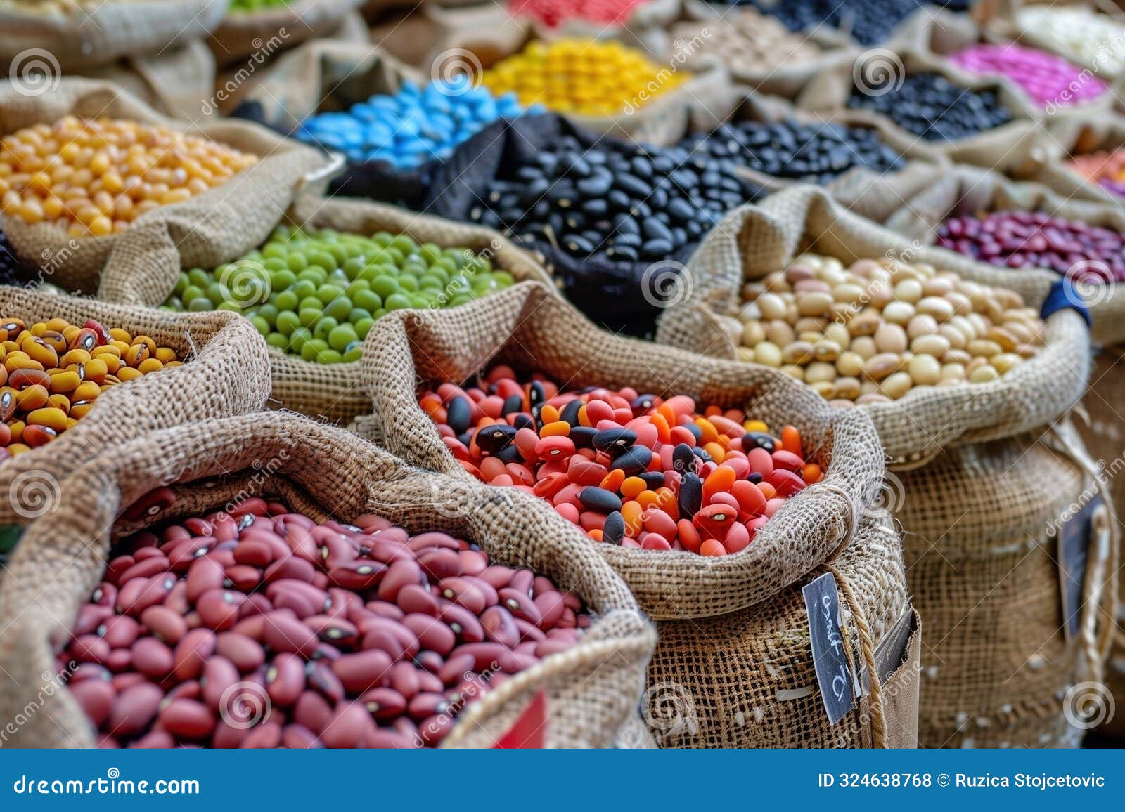 Different Types of Beans of Various Colors in Bags Ai Photo Stock ...