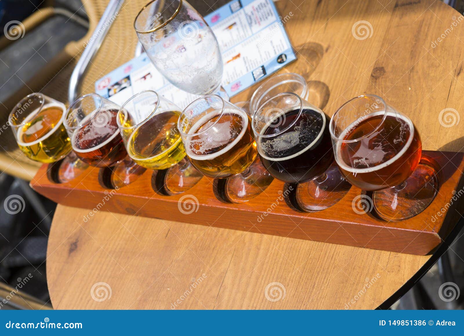 Different Types of Beer in One Meter Stock Photo - Image of holding ...