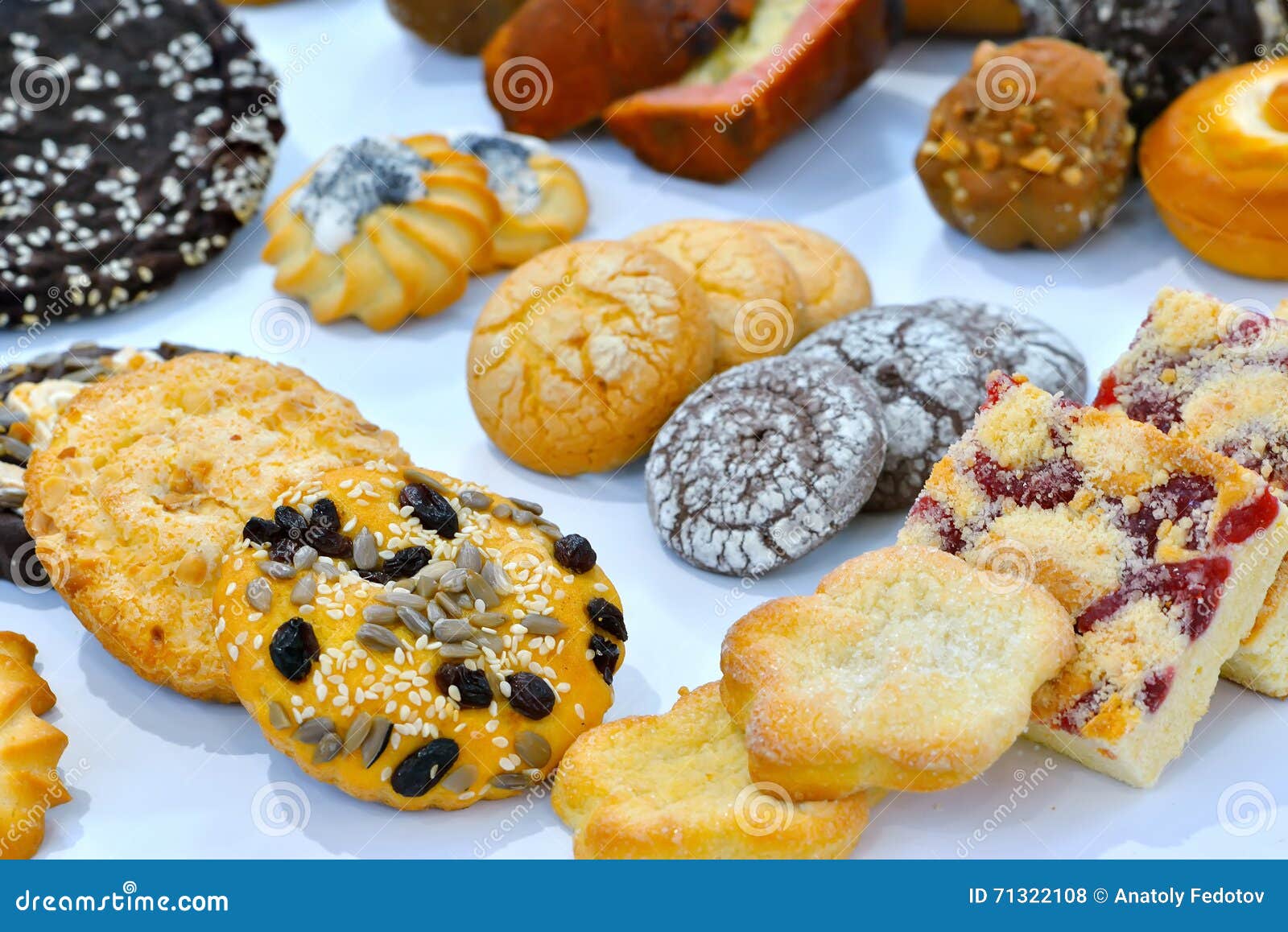 Different Types of Biscuits and Cookies on a Light Background Stock ...