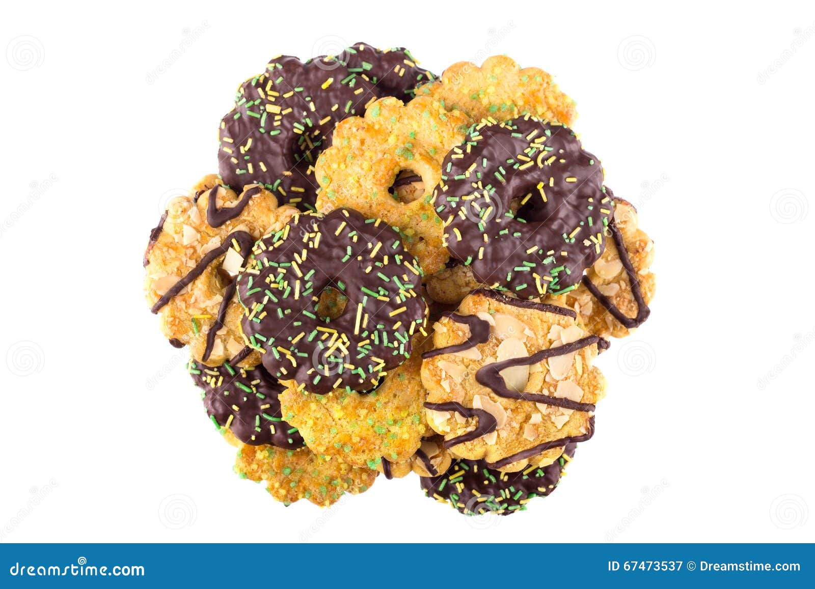 Different Types of Biscuits on a Plate on a White Background. Stock ...