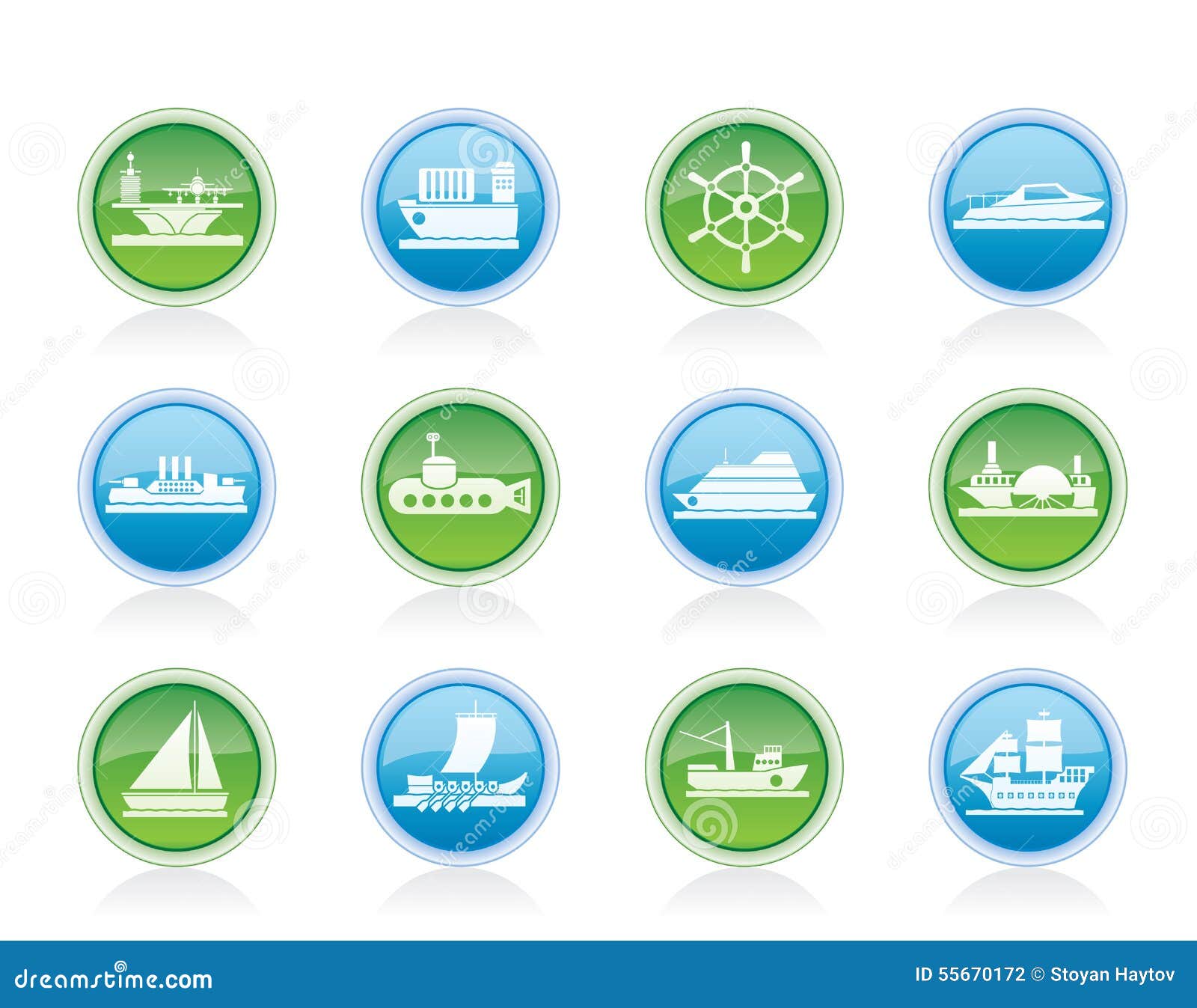 Different Types of Boat and Ship Icons Stock Vector - Illustration of ...
