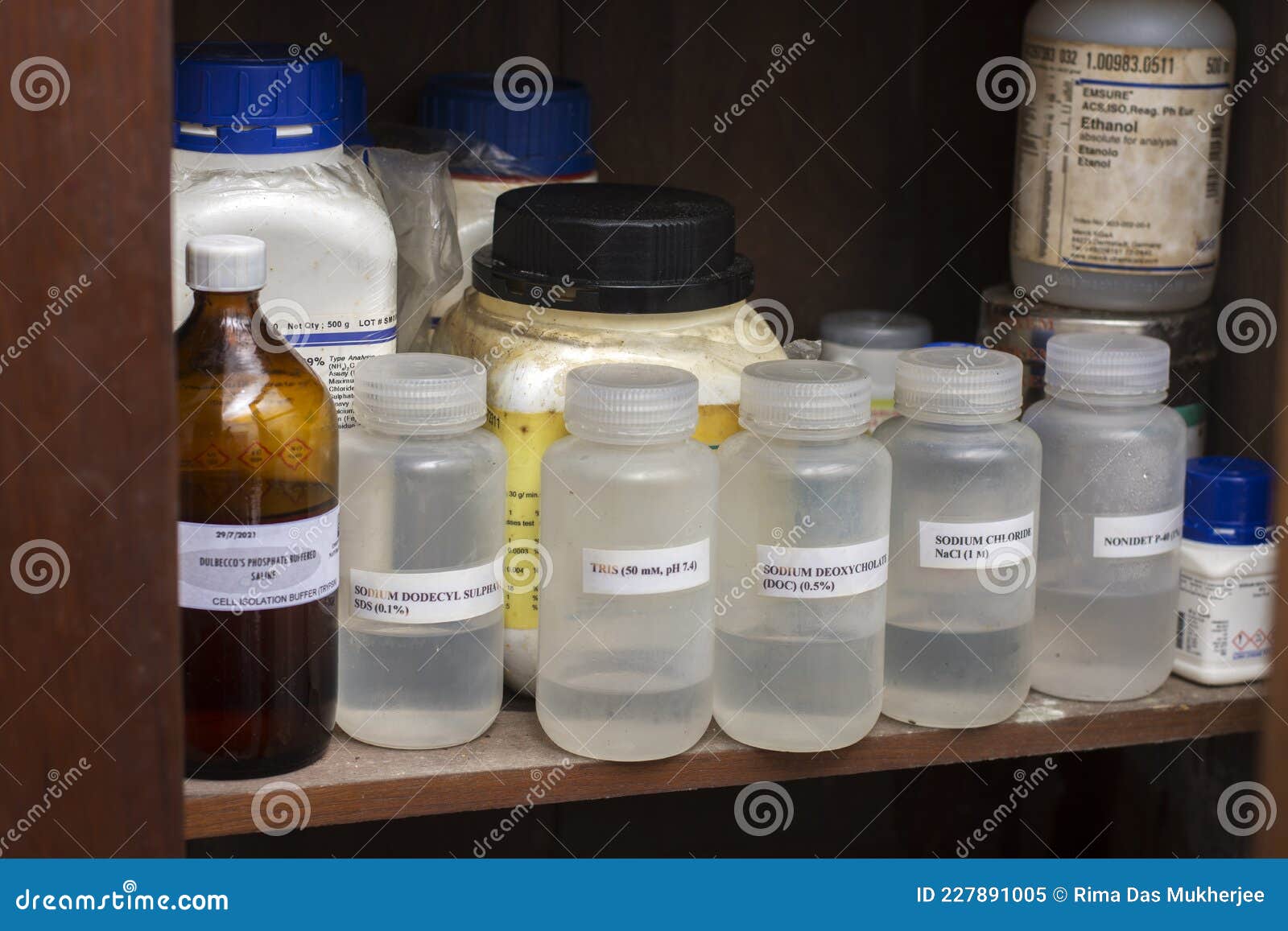 Different Types of Bottles of Solutions for Laboratory Tests with ...