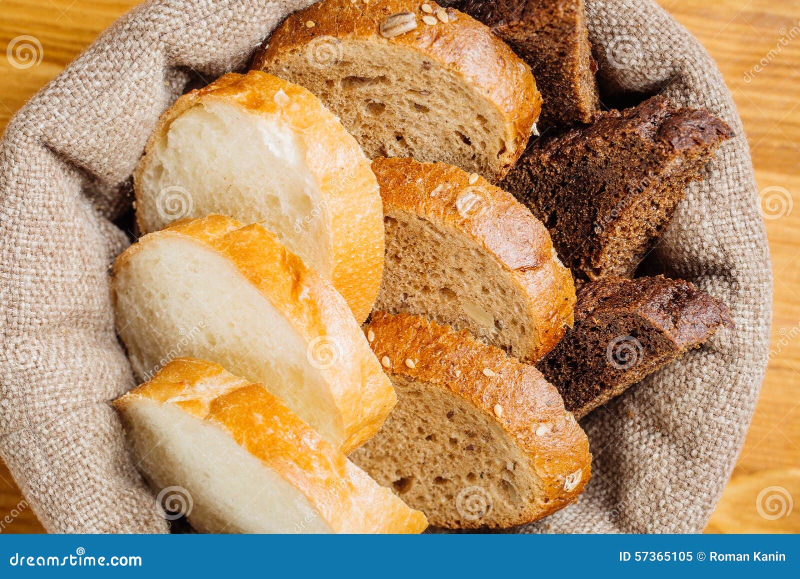 Different Types of Bread in the Basket on the Table Stock Image - Image ...