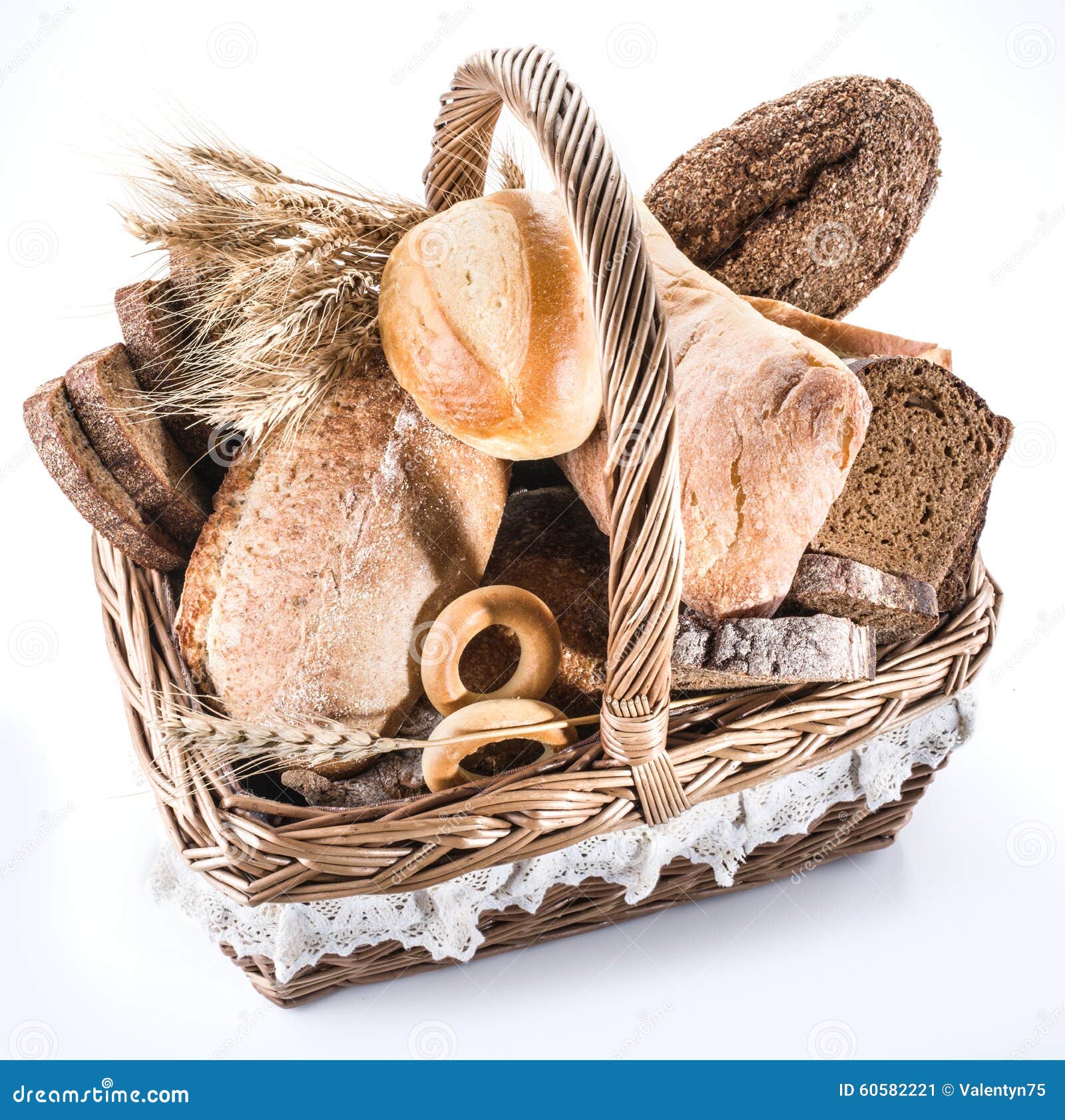 Different Types of Bread in the Basket. Stock Image - Image of food ...