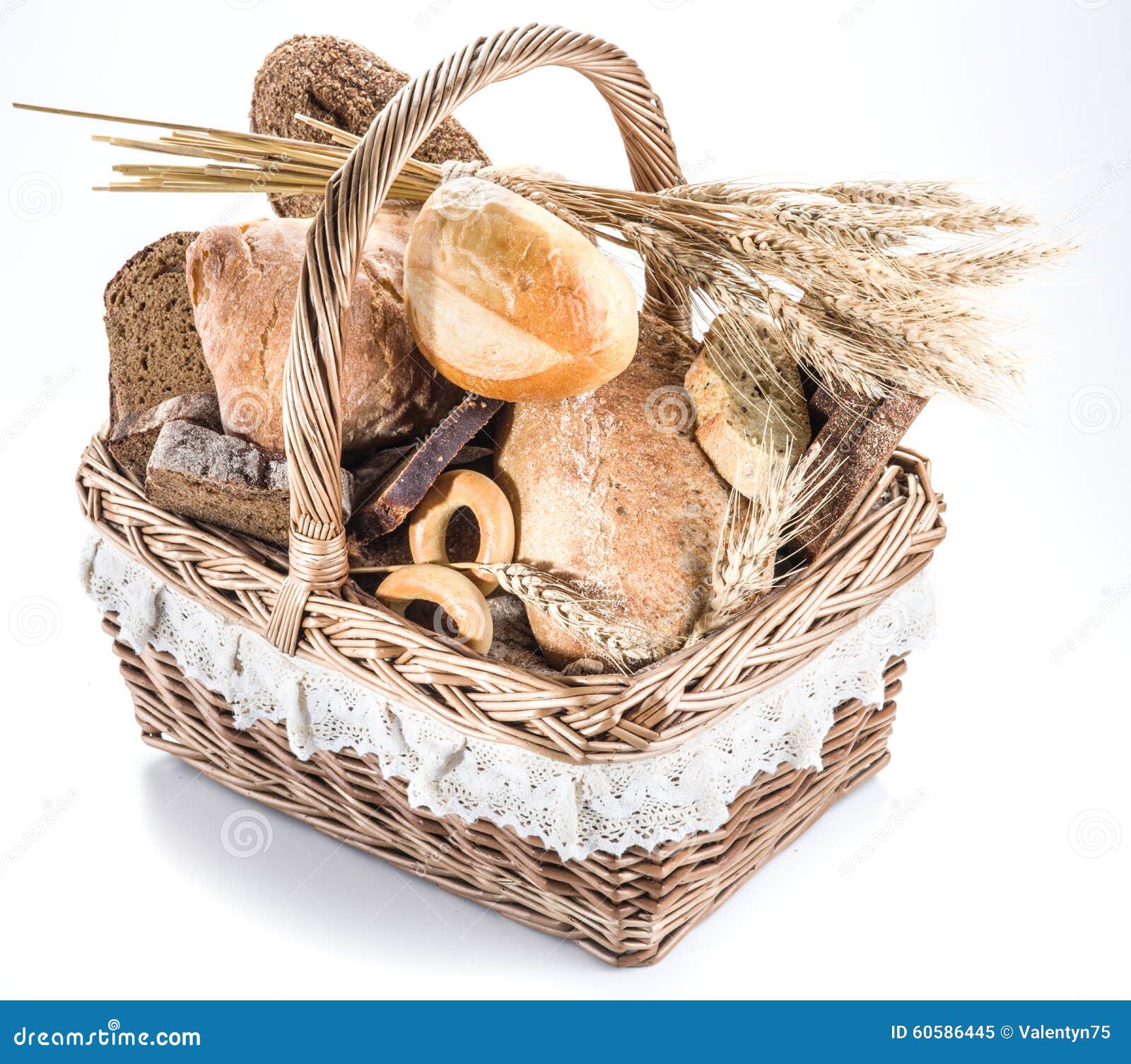 Different Types of Bread in the Basket. Stock Image - Image of brown ...