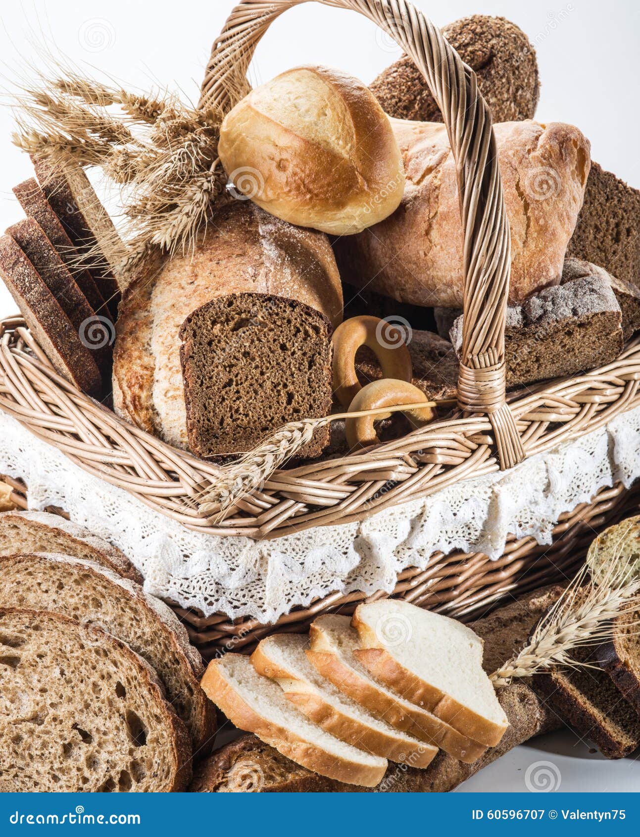 Different Types of Bread in the Basket. Stock Image - Image of brown ...