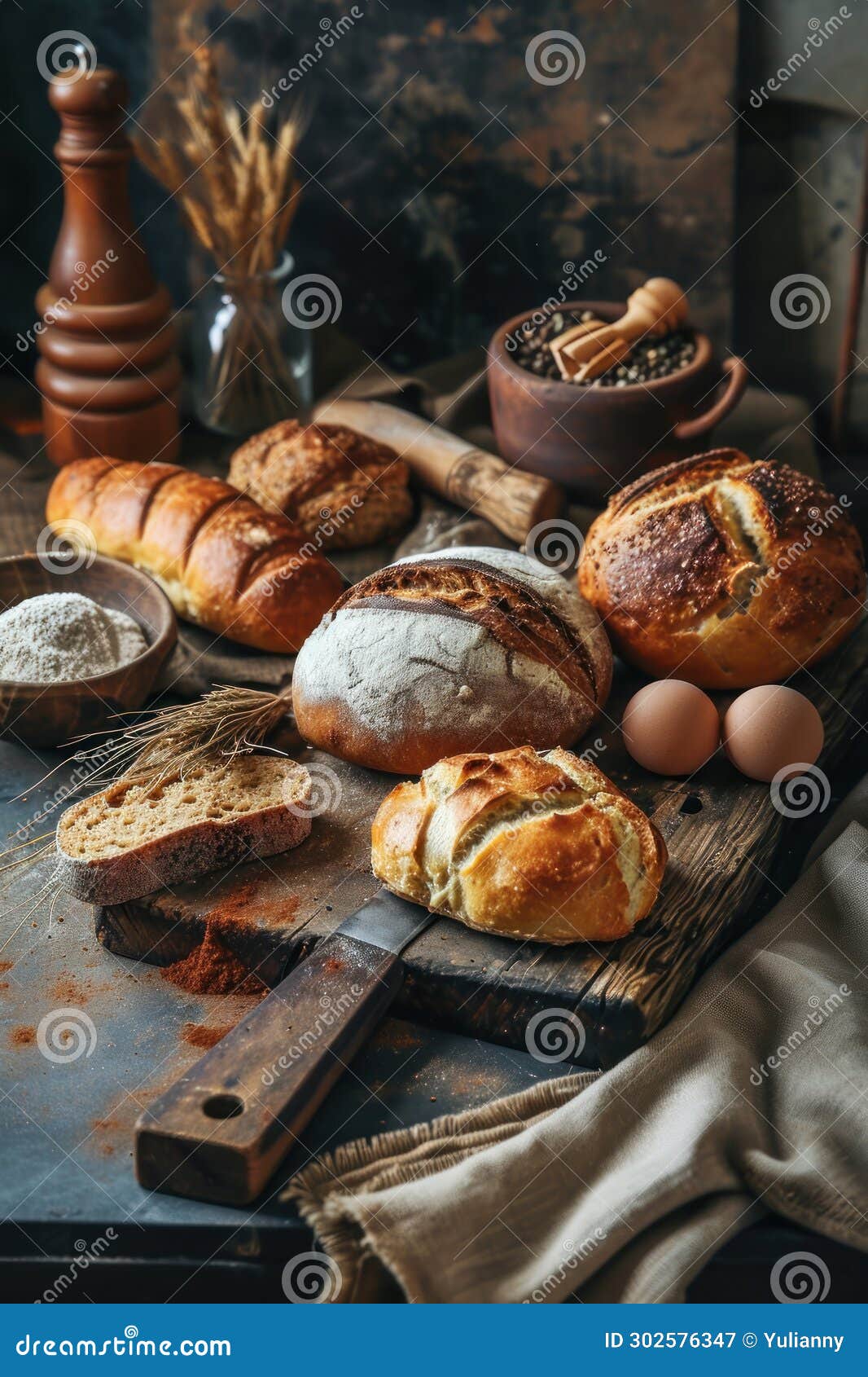 Different Types of Bread and Buns Stock Image - Image of baguette ...