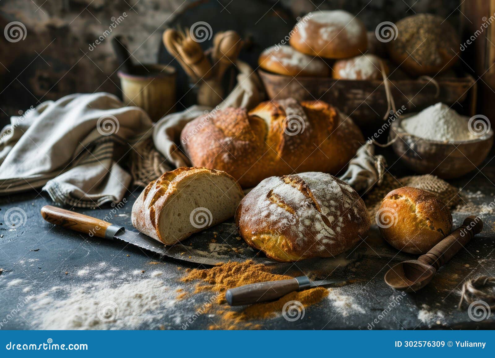 Different Types of Bread and Buns Stock Image - Image of food, rustic ...