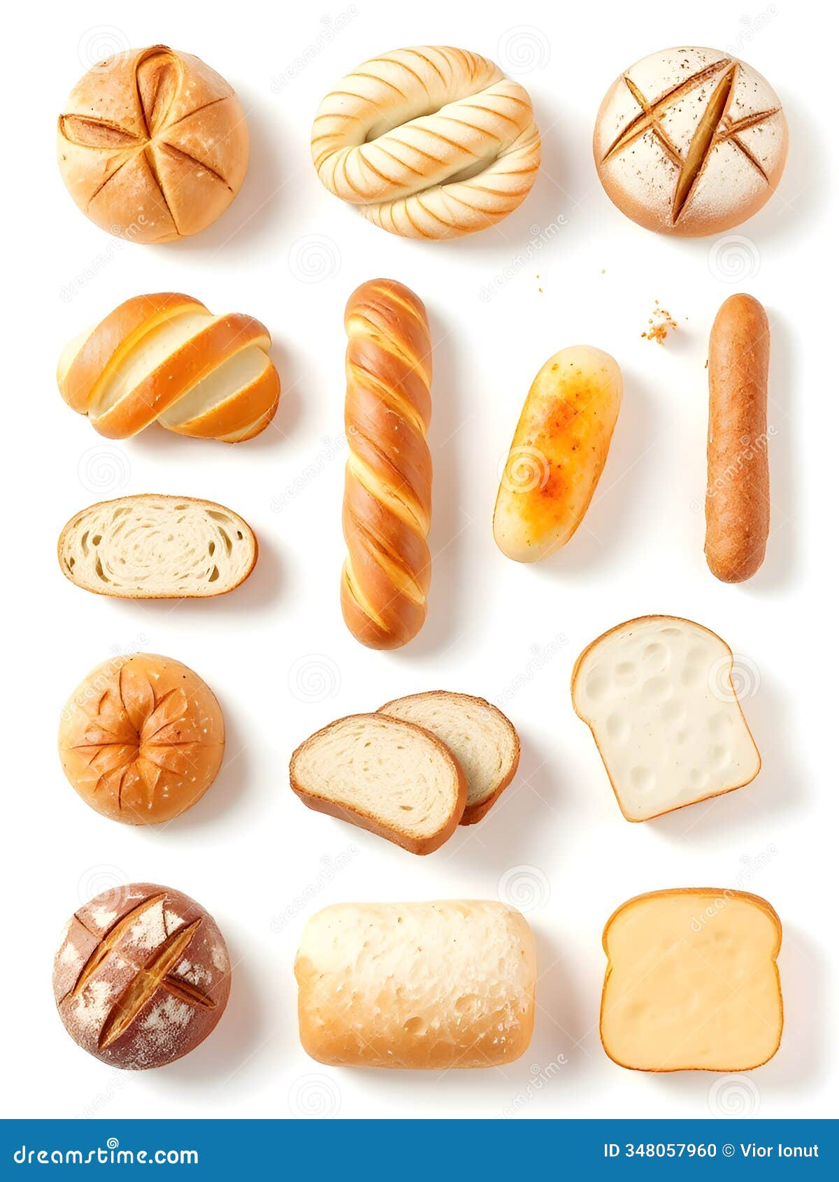 Different Types of Bread Collection Detailed Illustrated Stock ...