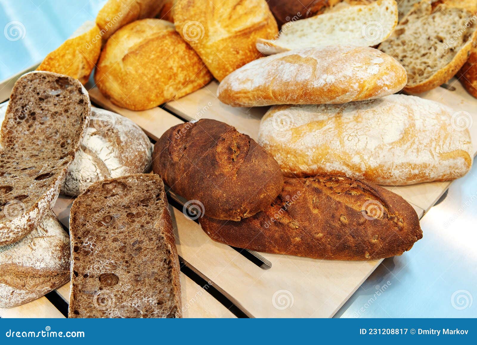 Different Types of Bread on the Counter in a Private Bakery. Small ...