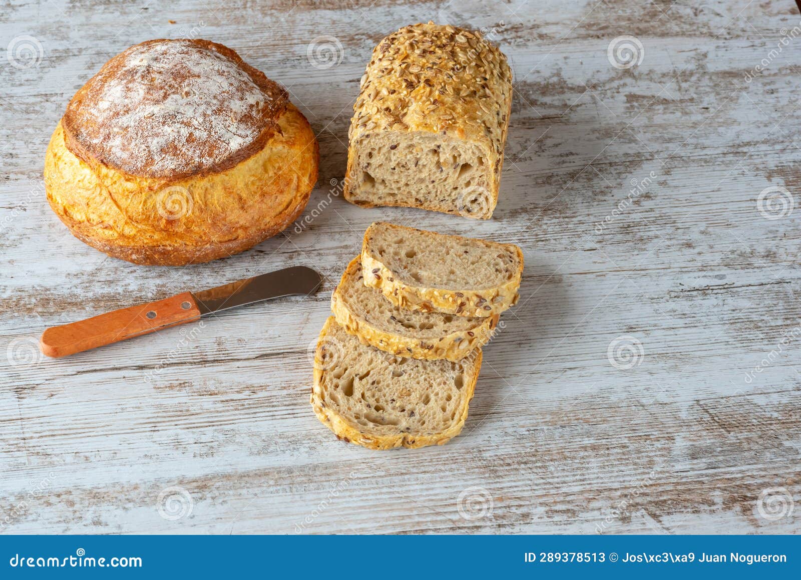 Different Types of Bread Cut into Slices and Whole Stock Image - Image ...