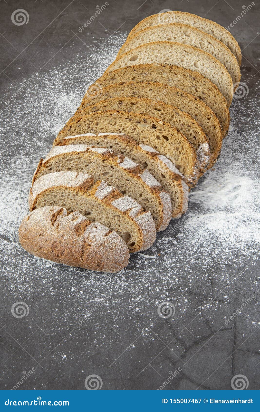 Different Types of Bread Sliced on a Dark Background Stock Image ...