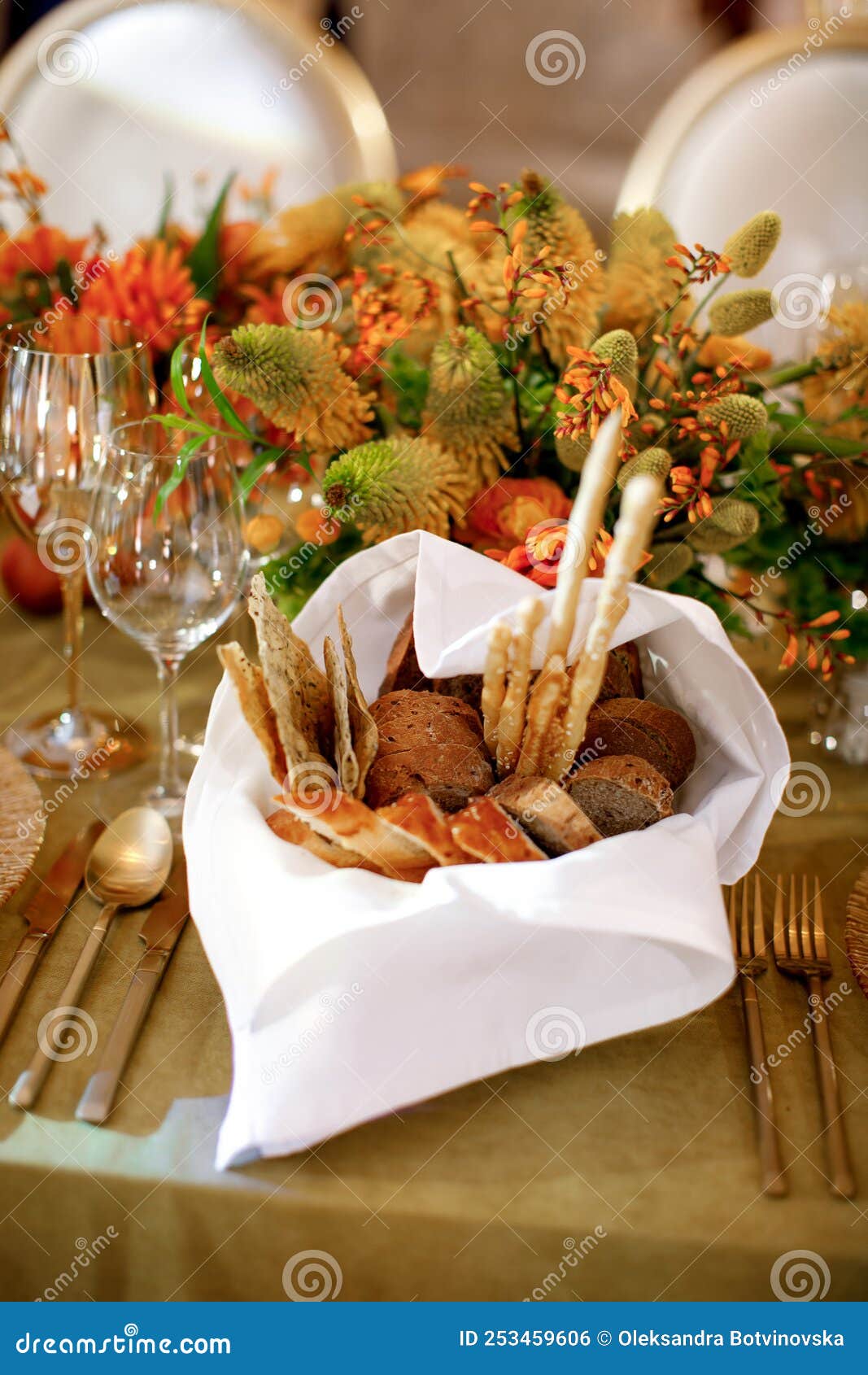 Different Types of Bread on the Wedding Table Stock Photo - Image of ...