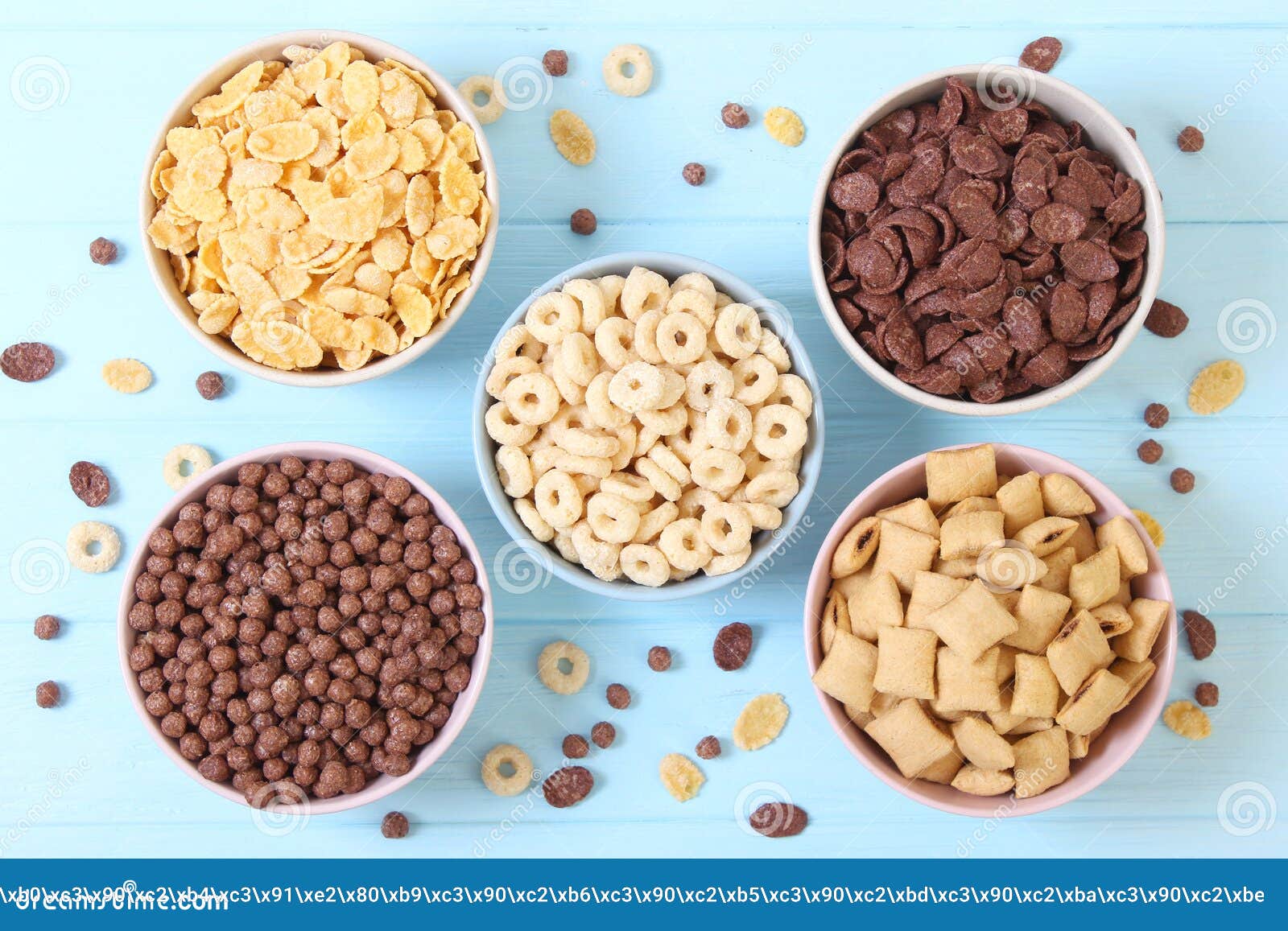 Different Types of Breakfast Cereals. Stock Photo - Image of cereal ...