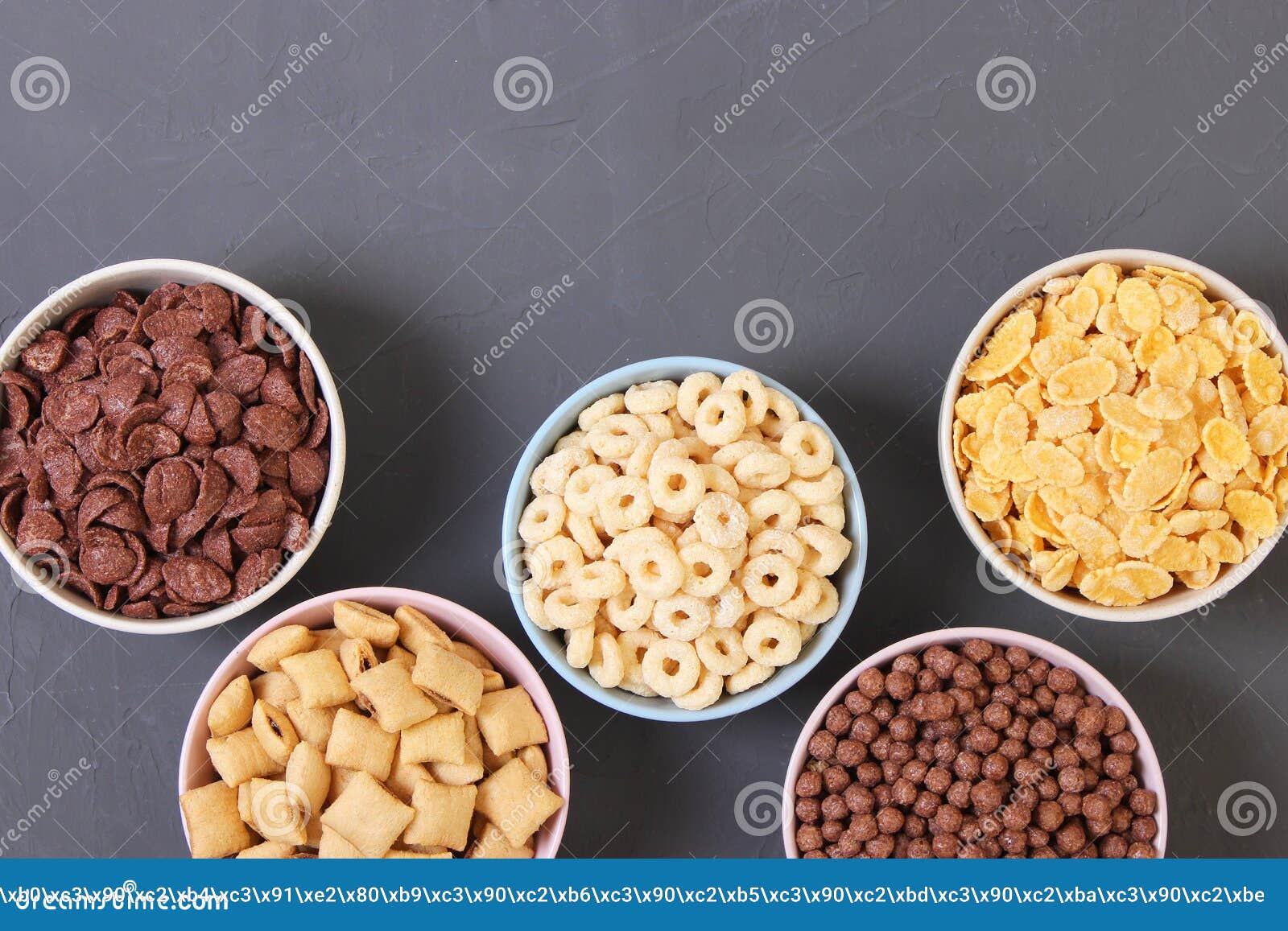 Different Types of Breakfast Cereals. Stock Photo - Image of breakfast ...