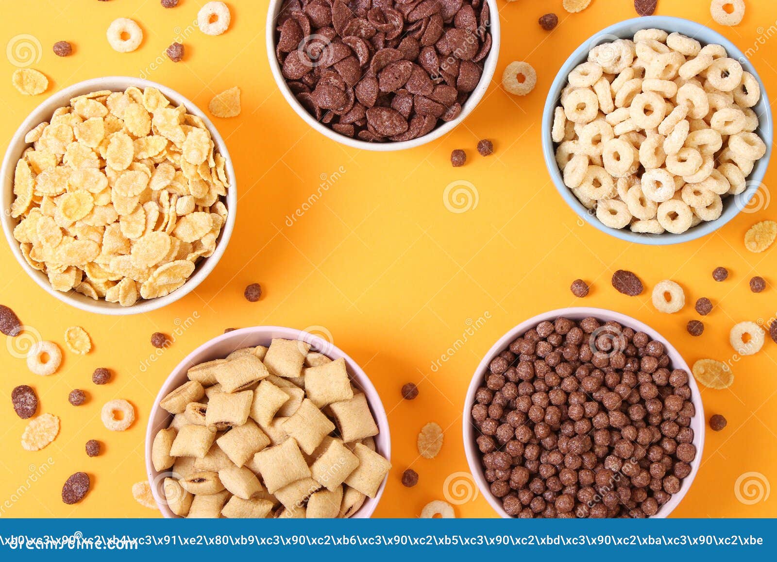Different Types of Breakfast Cereals. Stock Photo - Image of morning ...
