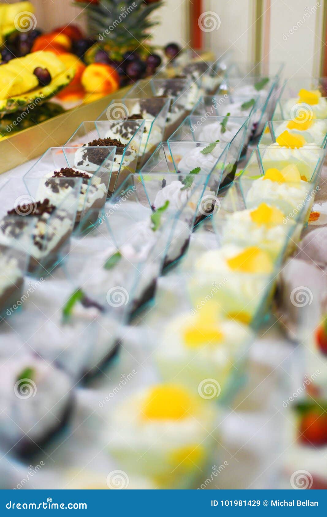 Different Types of Buffet Dessert Placed on Table. Delicious Restaurant ...