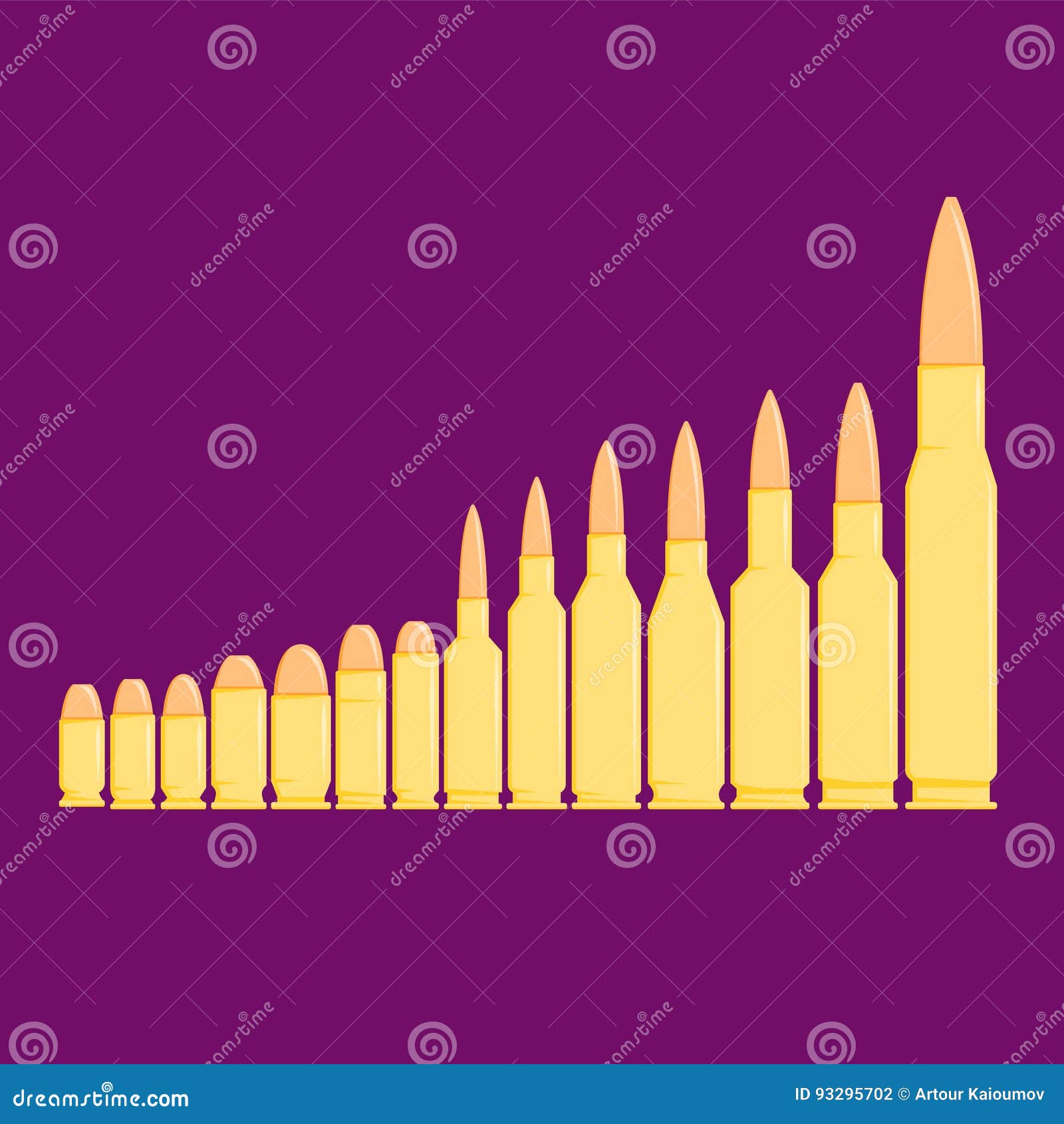 Different Types of Bullets in Row on Purple Background. Stock Vector ...
