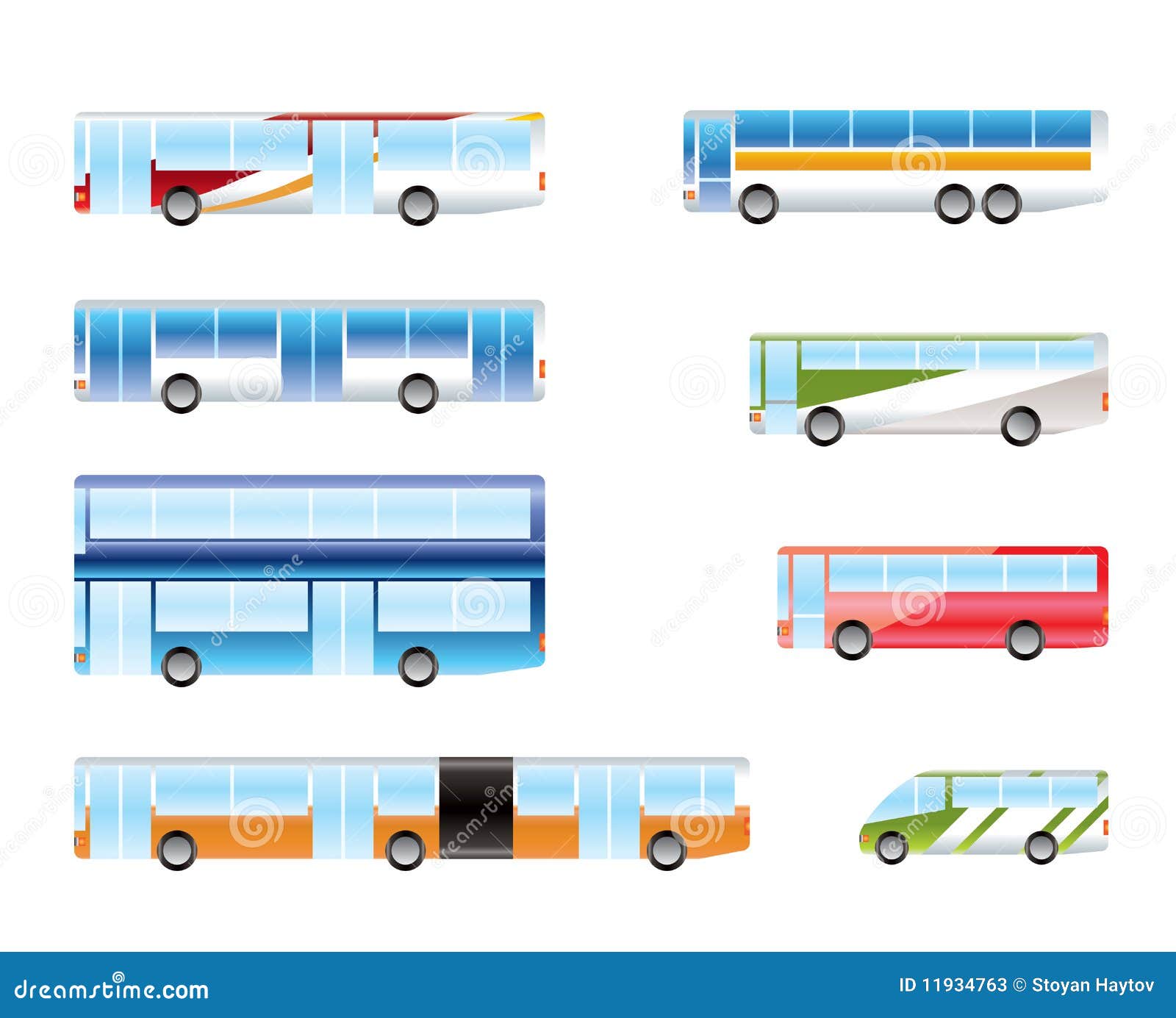 Different Types of Bus Icons Stock Vector - Illustration of coach ...
