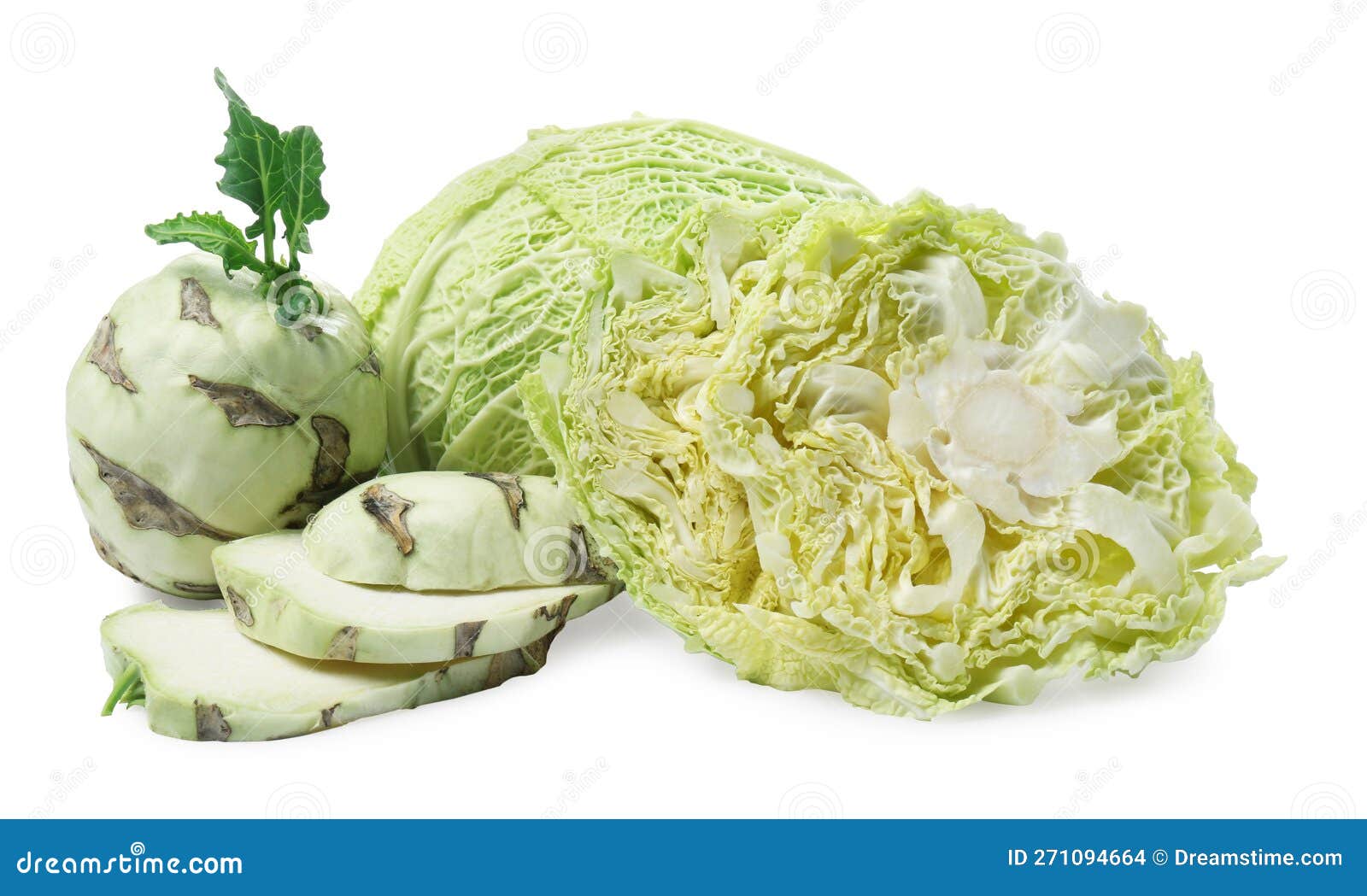 Different Types of Cabbage on White Background Stock Photo - Image of ...