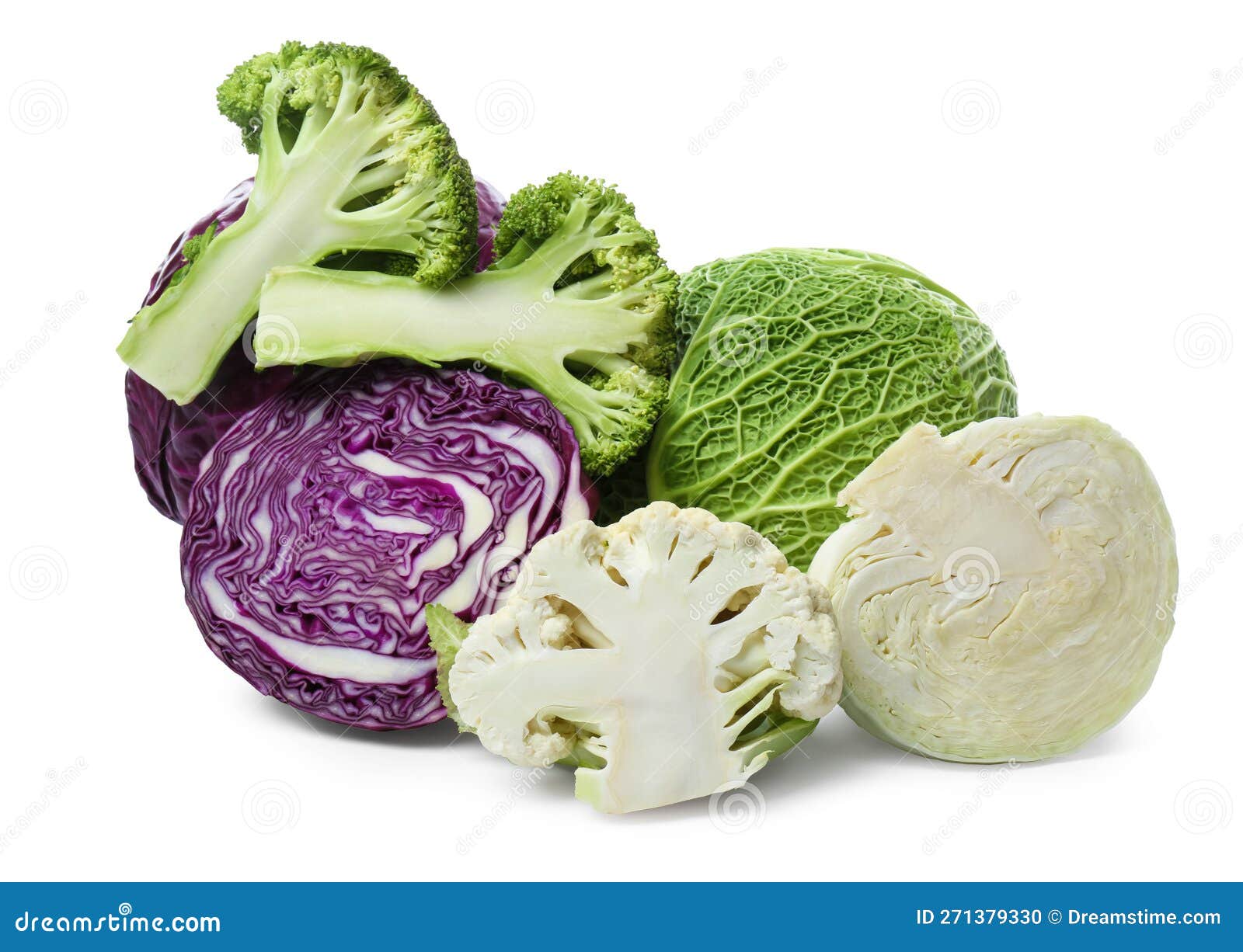 Different Types of Cabbage on White Background Stock Photo - Image of ...