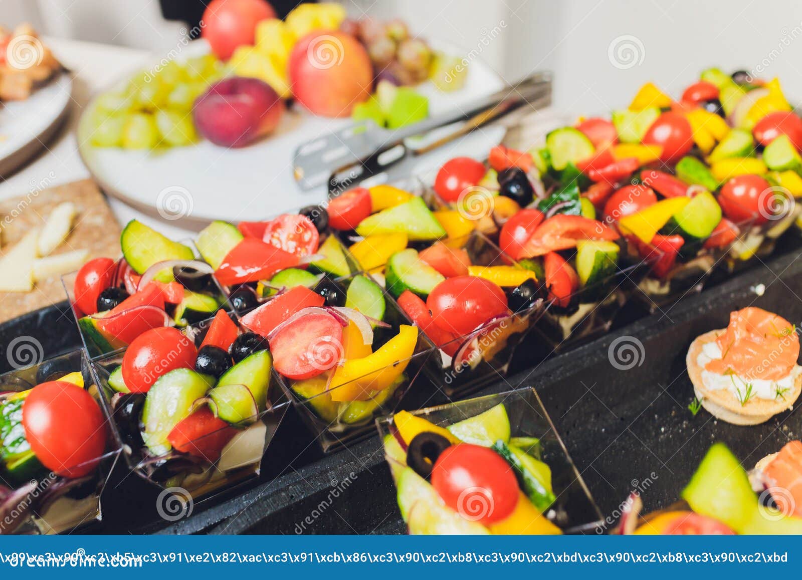 Different Types of Canapes on Buffet Table. Stock Image - Image of ...