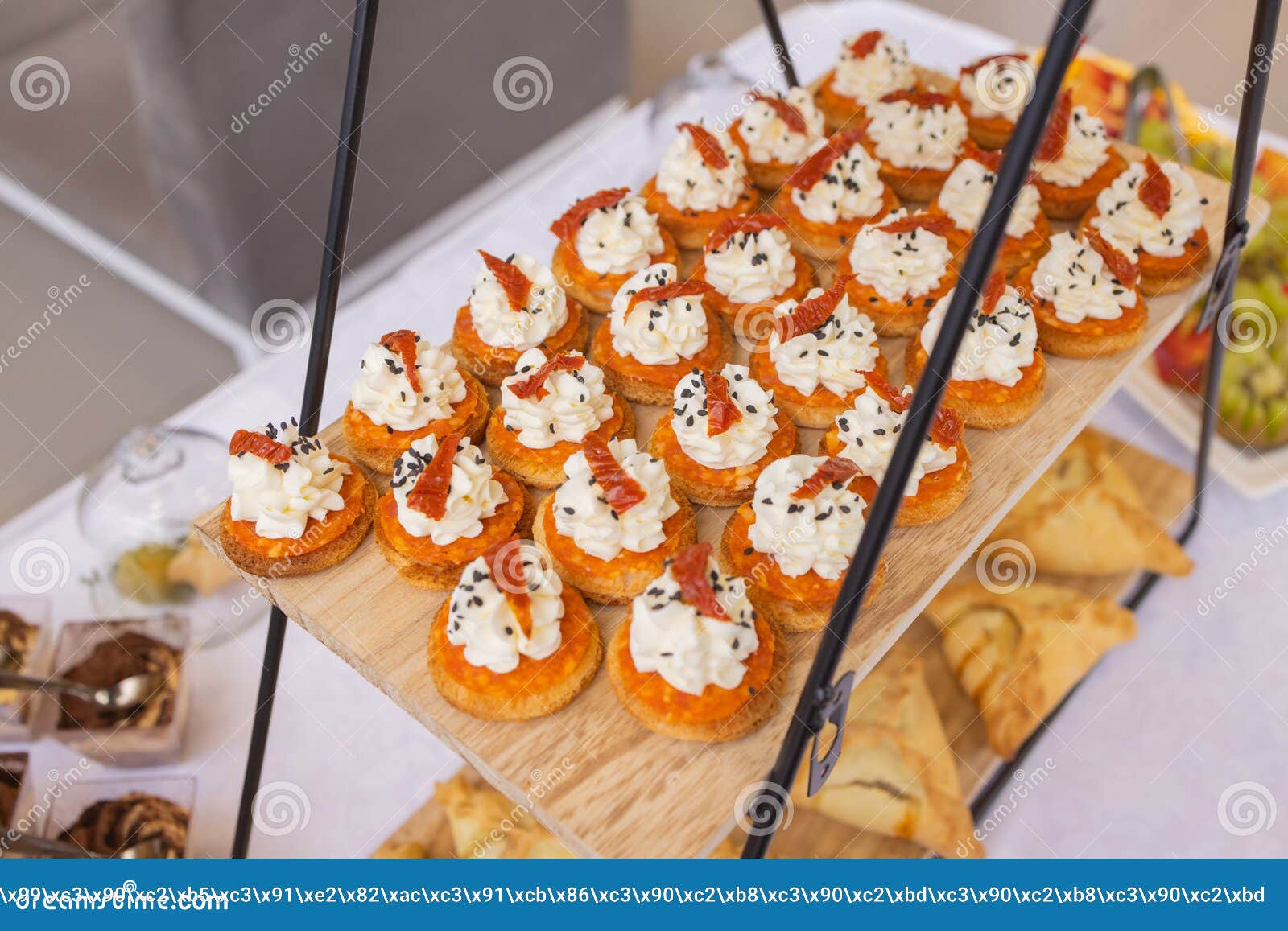 Different Types of Canapes on Buffet Table. Stock Photo - Image of ...
