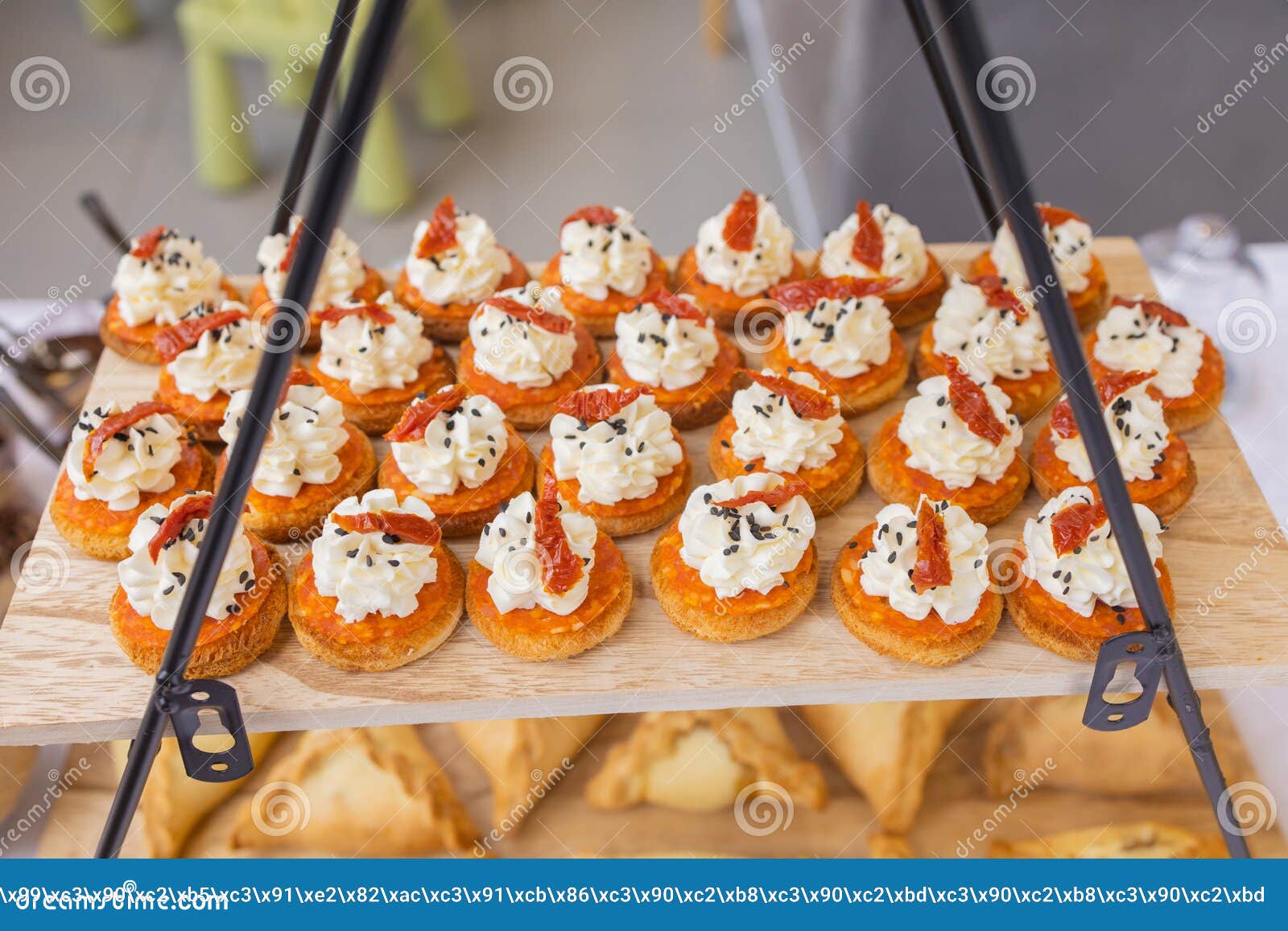 Different Types of Canapes on Buffet Table. Stock Photo - Image of food ...