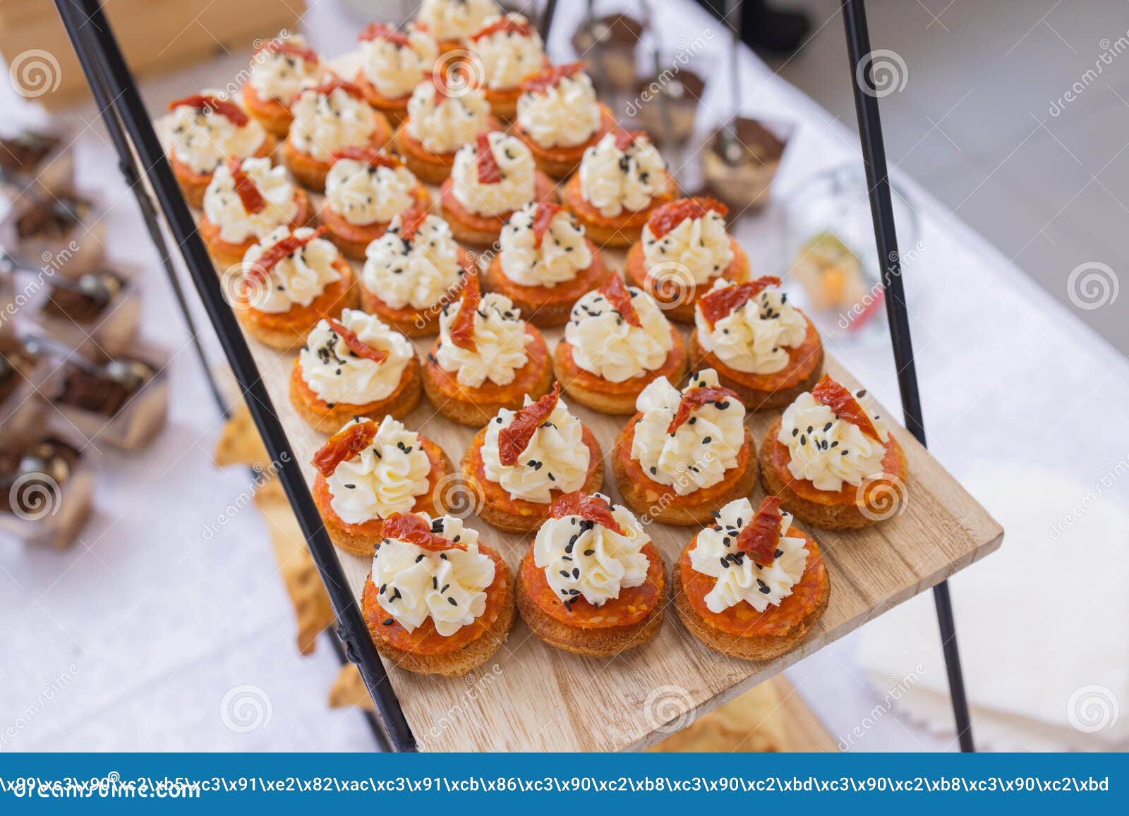 Different Types of Canapes on Buffet Table. Stock Image - Image of ...