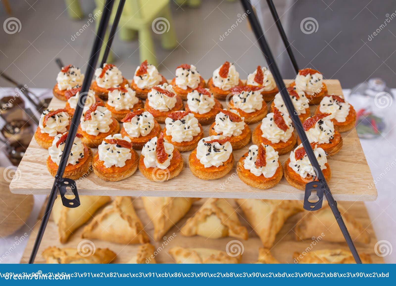 Different Types of Canapes on Buffet Table. Stock Image - Image of ...