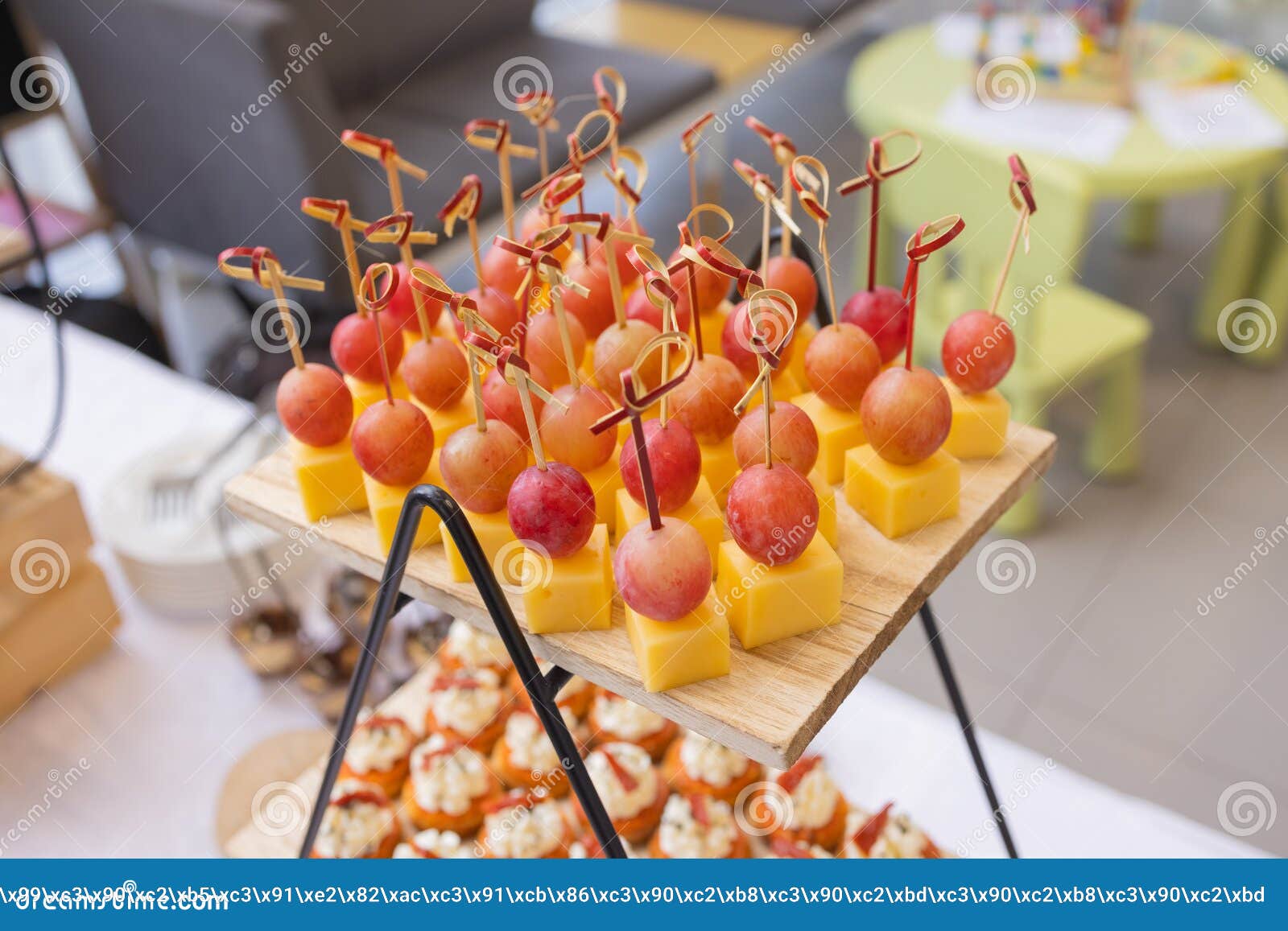 Different Types of Canapes on Buffet Table. Stock Photo - Image of ...
