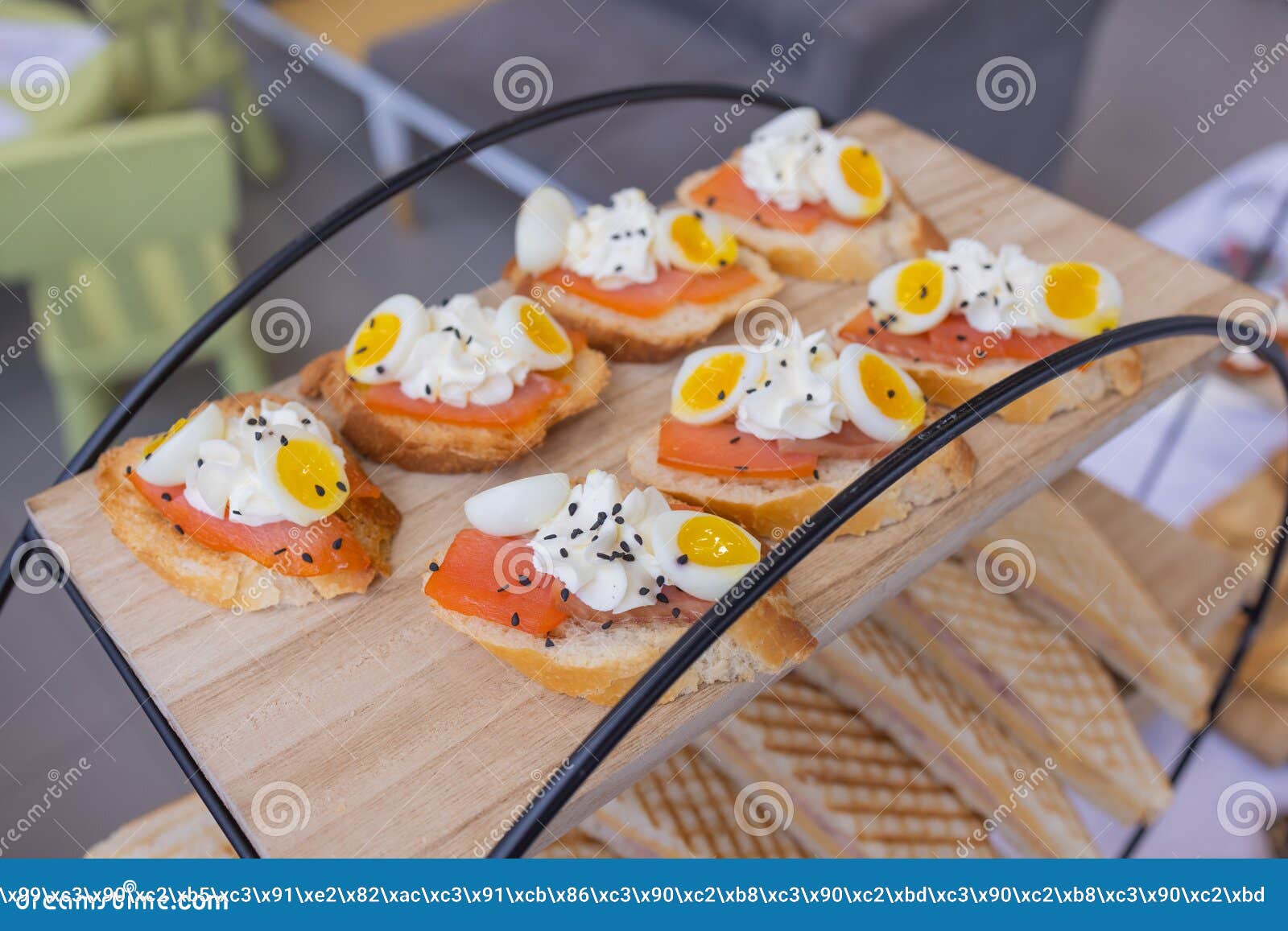 Different Types of Canapes on Buffet Table. Stock Image - Image of ...