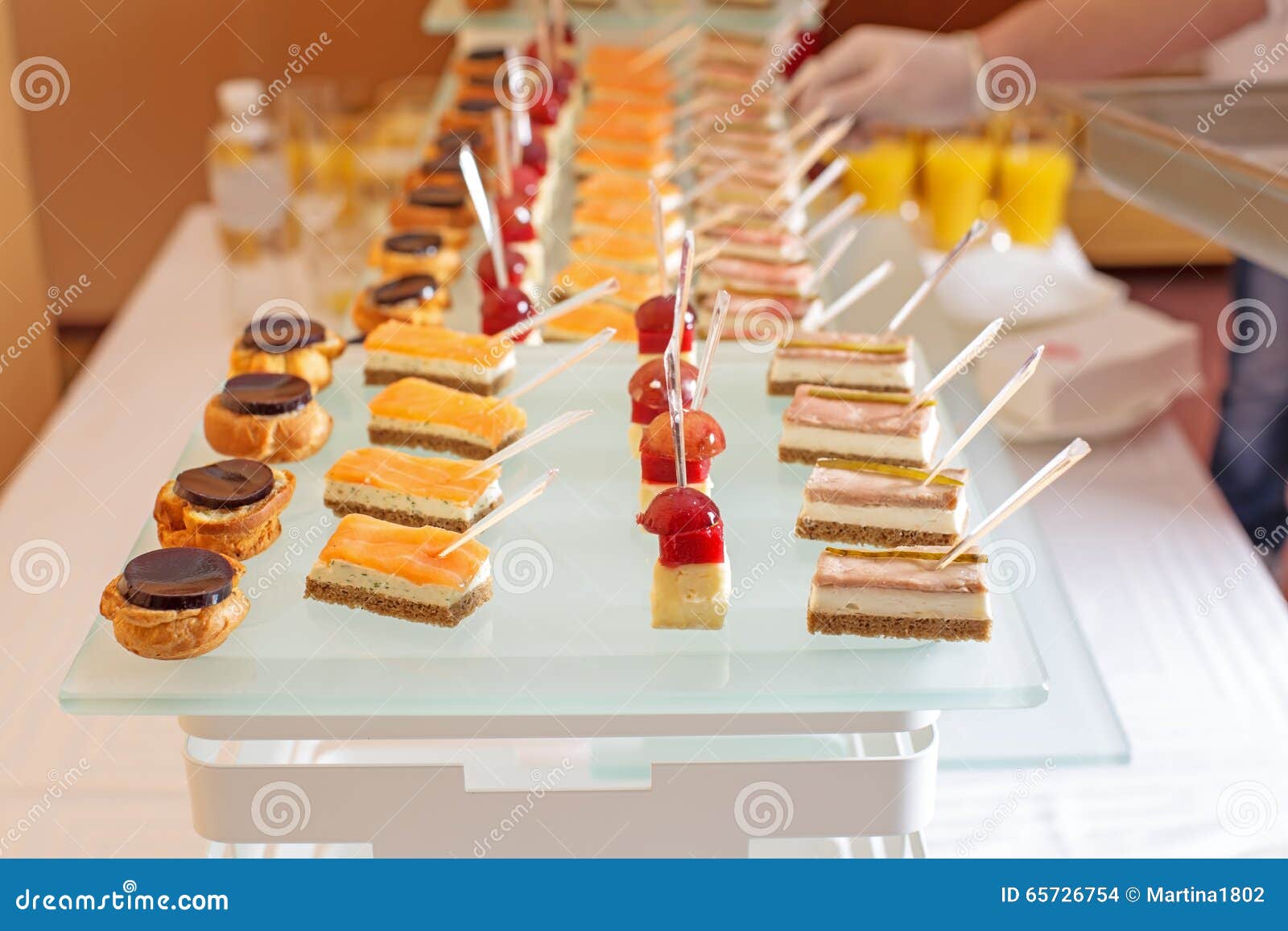 Different Types of Canapes on Buffet Table Stock Photo - Image of ...